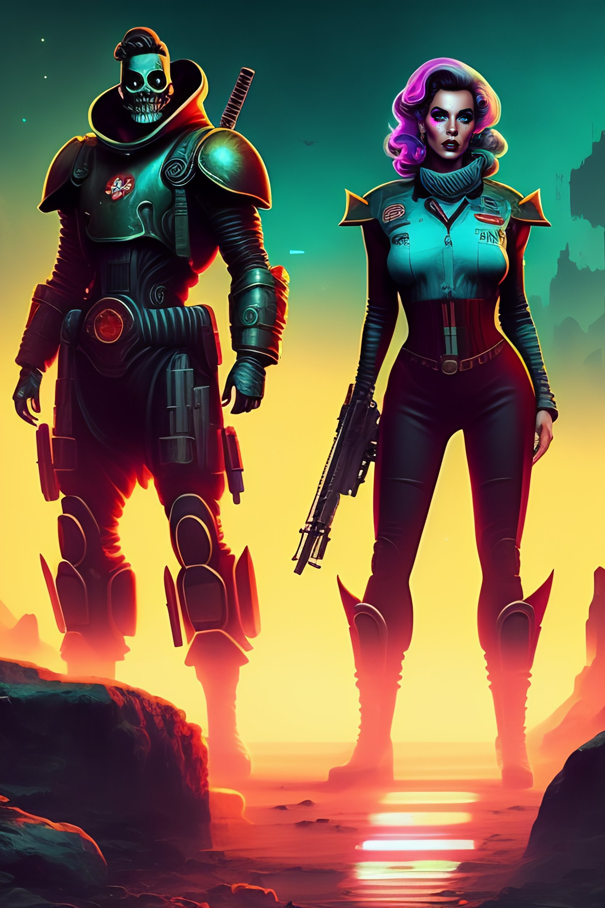 Lexica - Fallout 4 ghouls, 80's sci-fi style