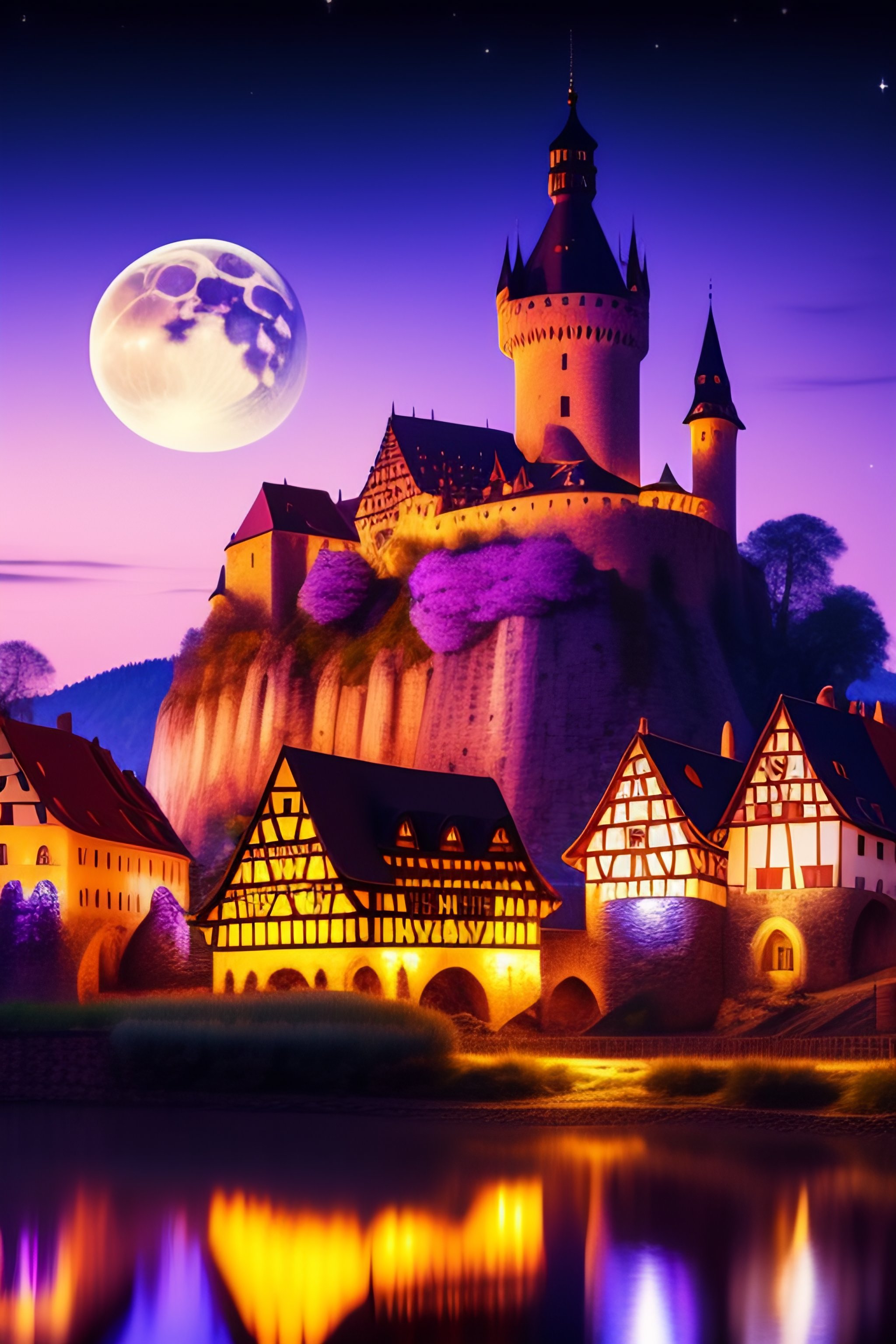 Lexica - Medieval German city with 2 towers side by side,river running ...