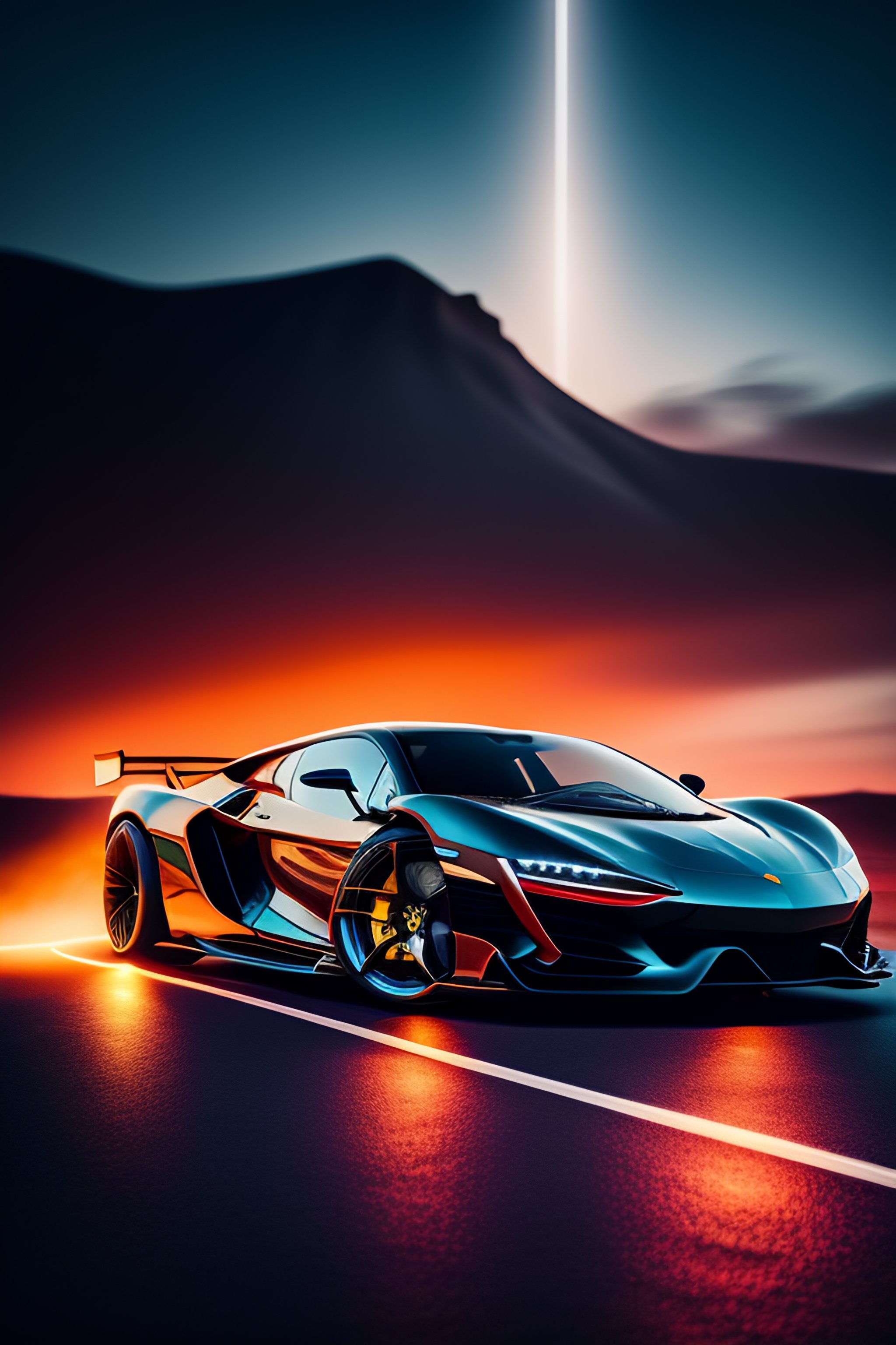 Lexica - Super car in high speed with light effect night road dark ...