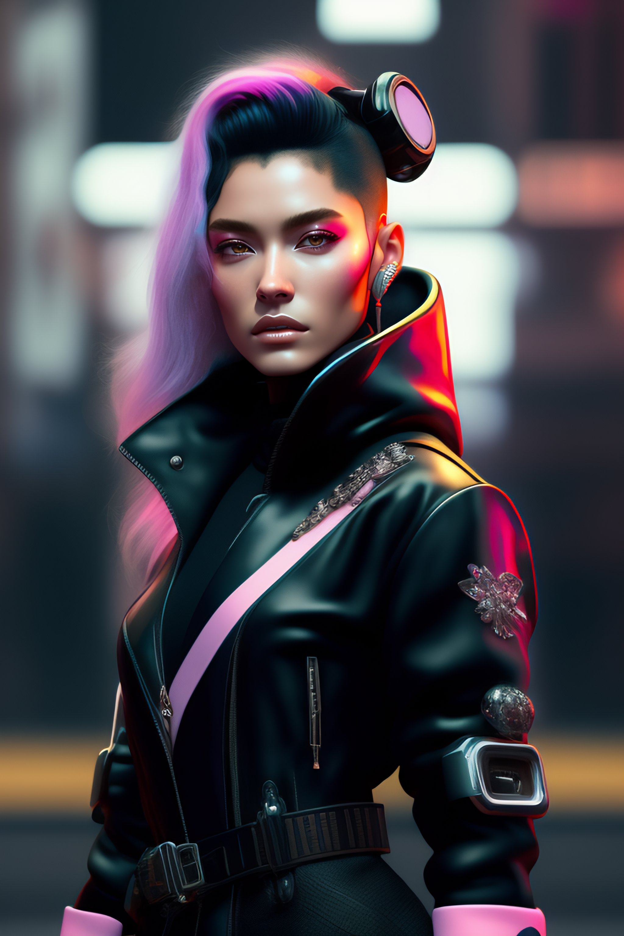 Lexica - An epic non - binary model, subject wearing a belt made out of computer mice, grungy ...