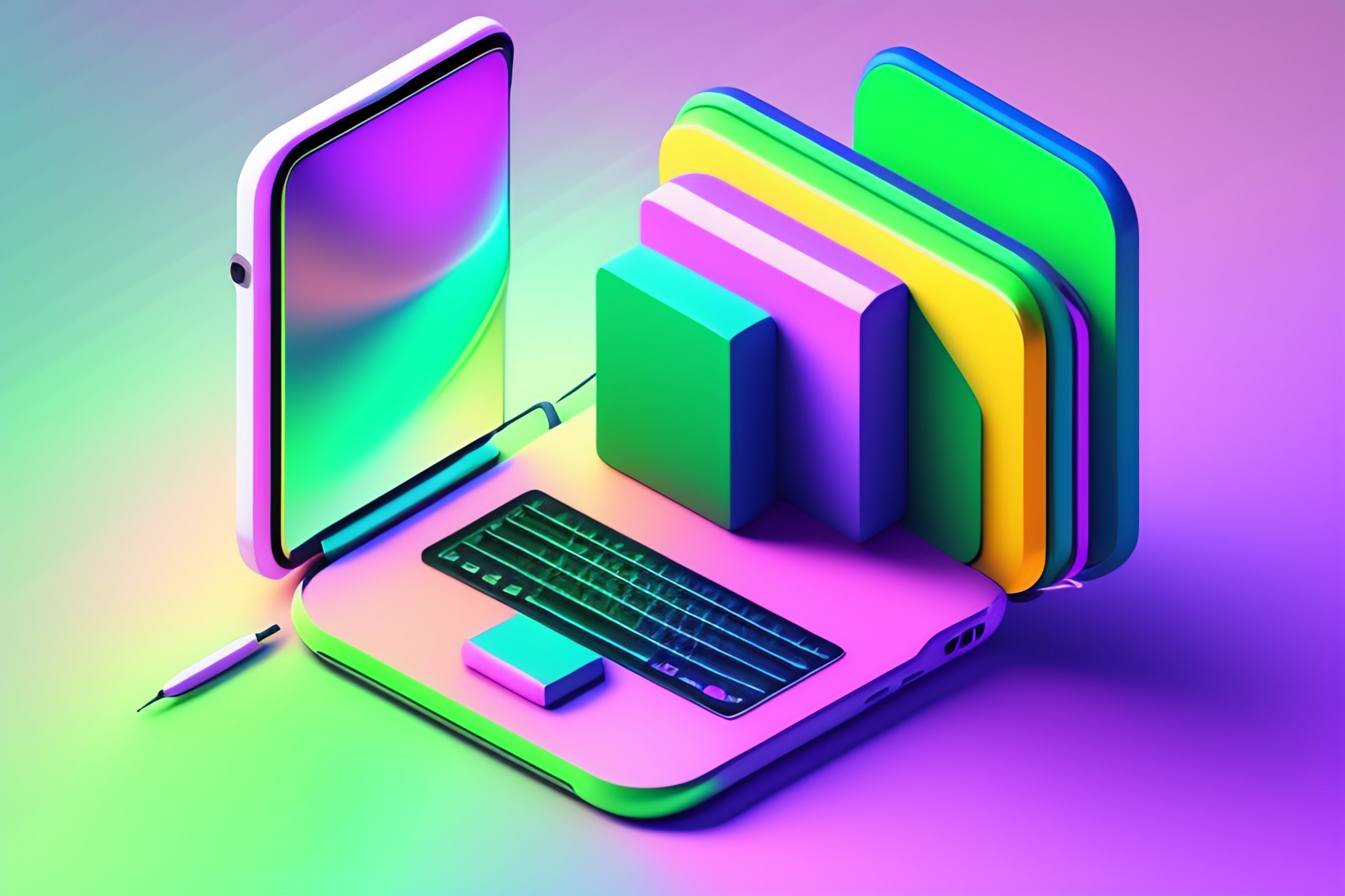 Lexica - Isometric line drawing of a laptop, artstation, flat design ...