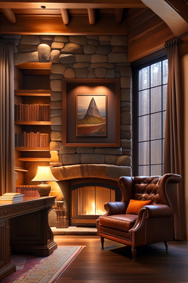 Lexica - The image showcases a captivating study room with walls made ...