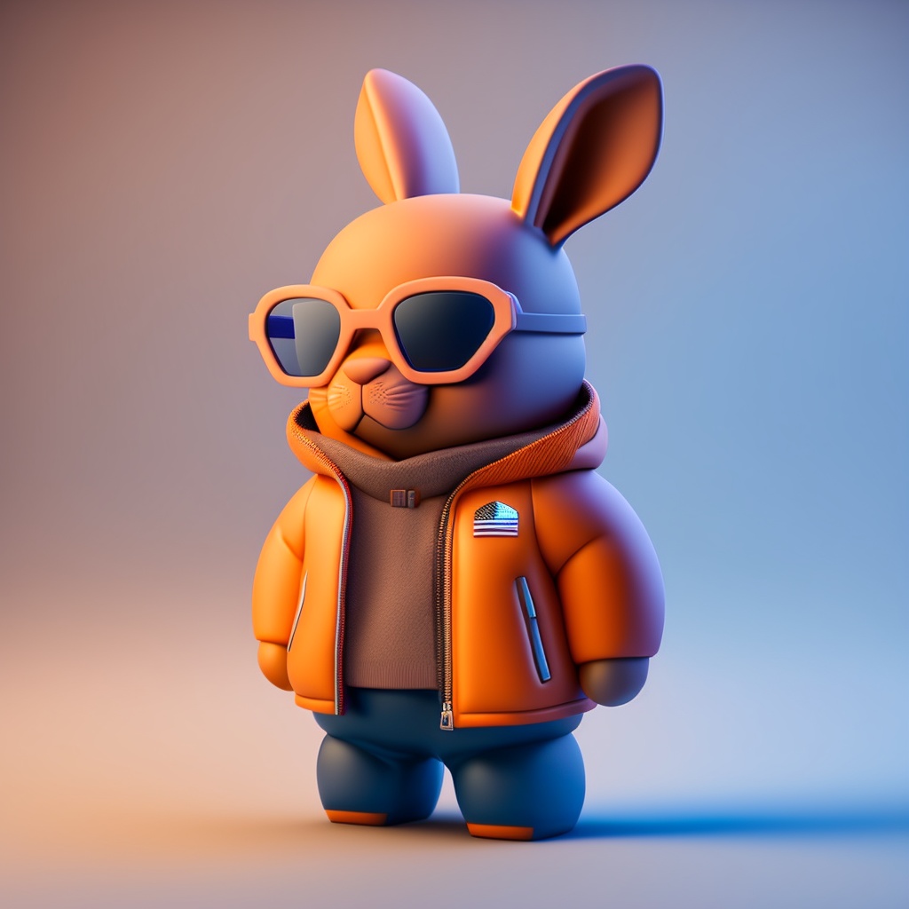 Lexica - An iconic 3D clay render of a pop rabbit in a trendy outfit ...
