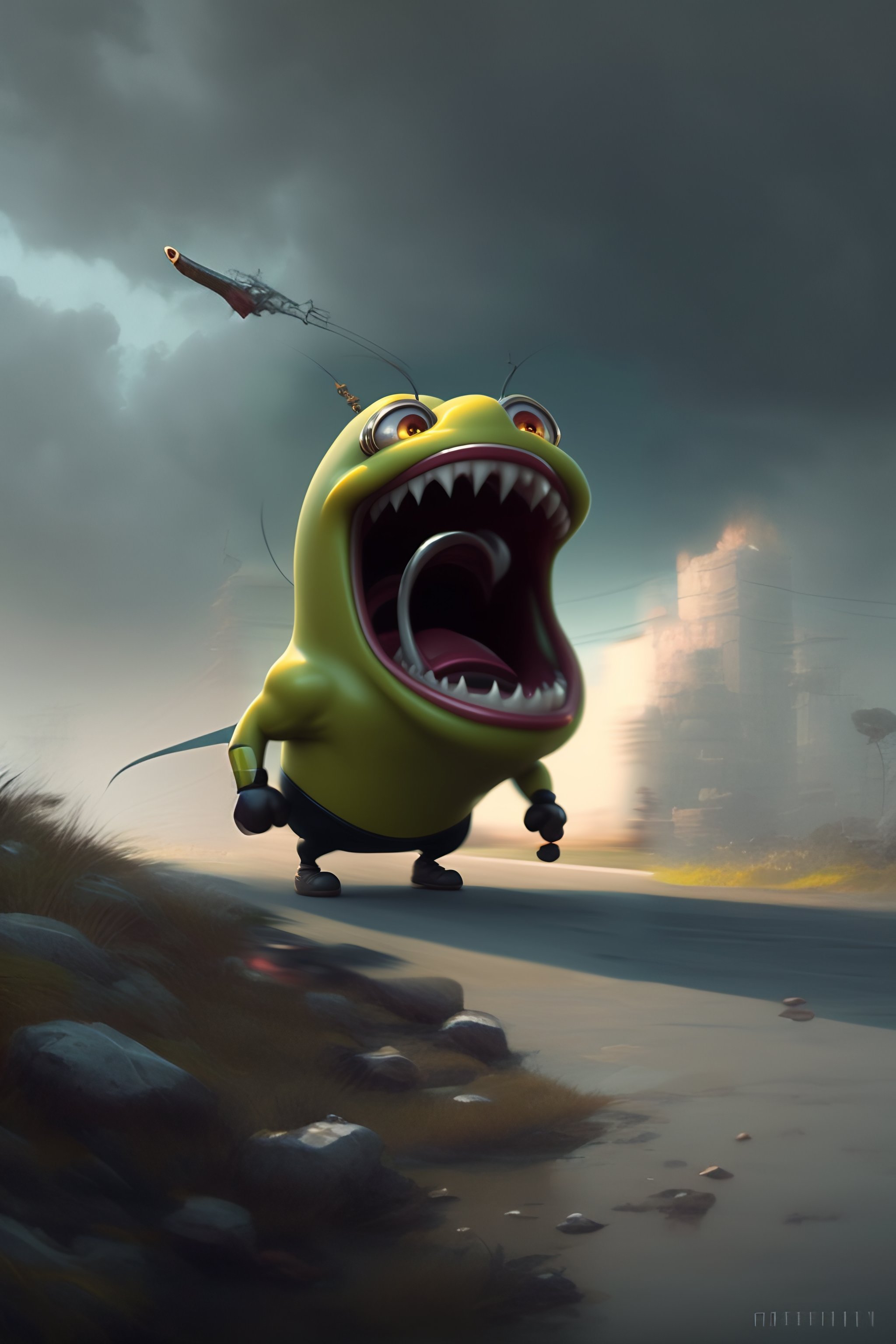 Lexica - A grotesque minion shrieking and gnashing its teeth, digital ...