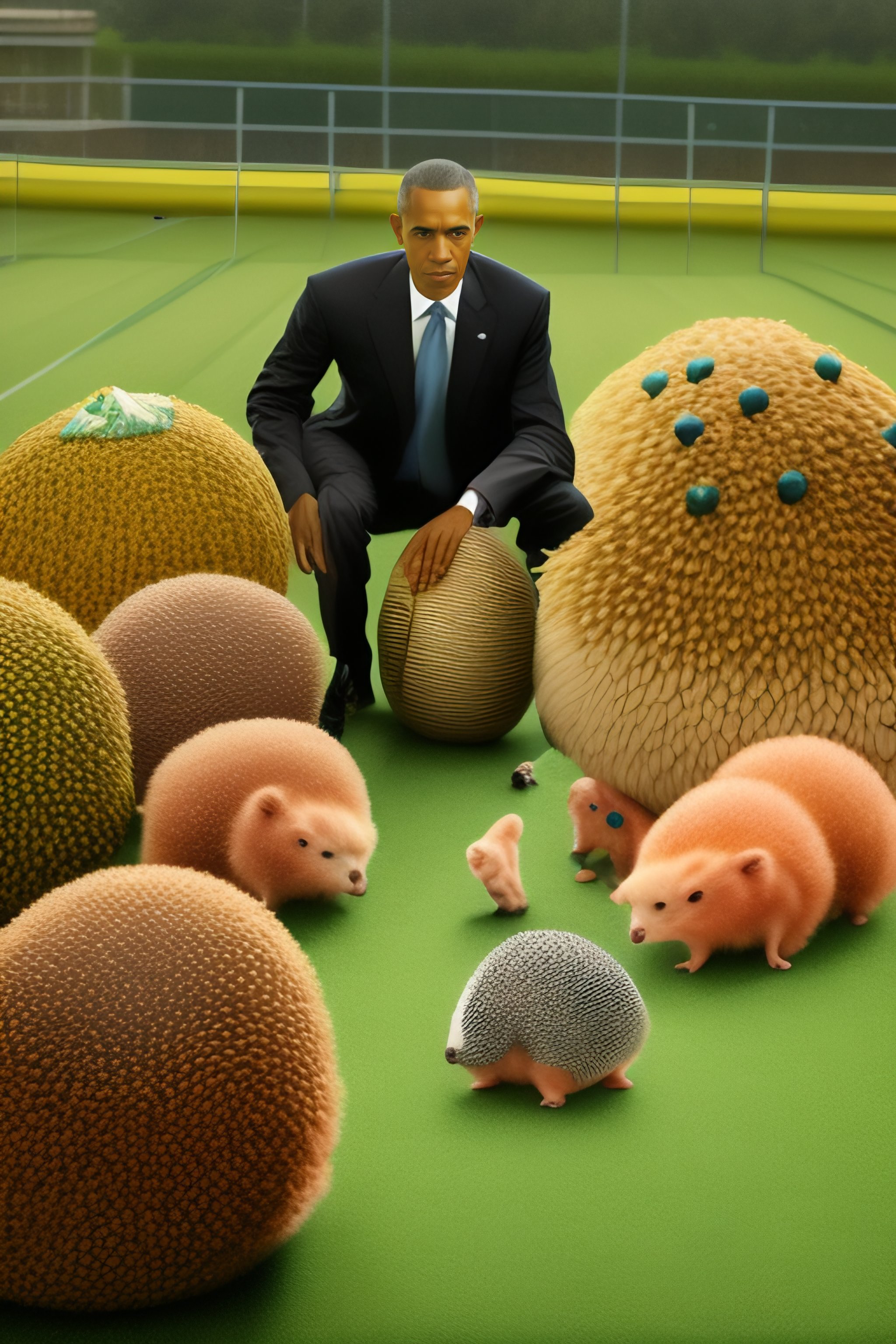 Lexica - Obama playing bowling with hedgehogs