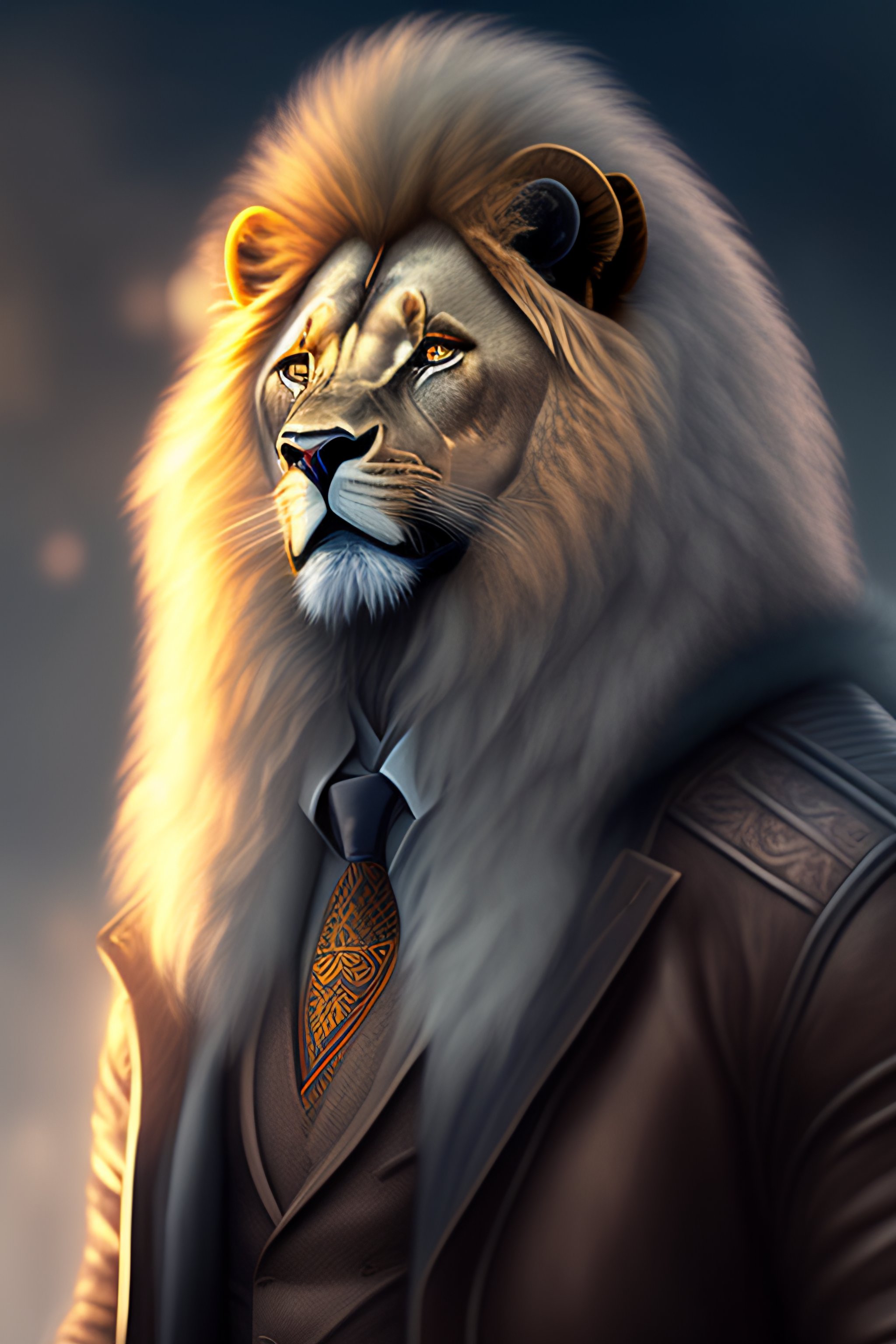 Lexica - Anthro furry humanoid lion, grey suit, seeing time,character ...