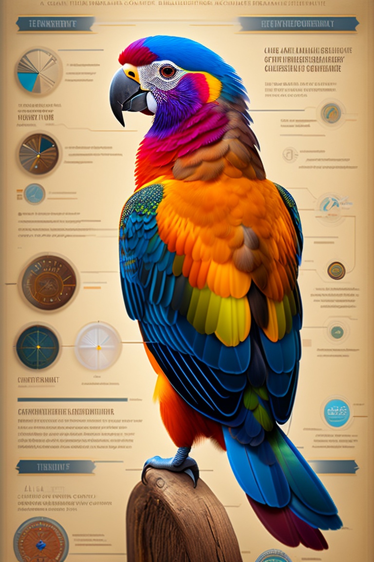 Lexica - A detailed infographic of a cyborg-parrot, full details ...