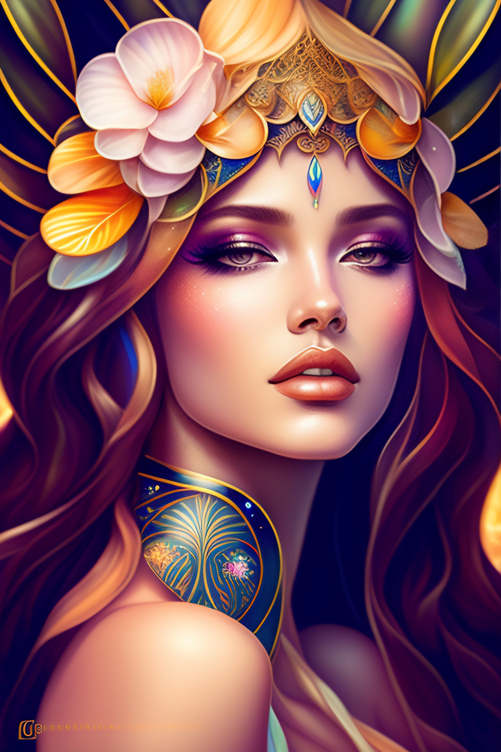 Lexica - Fashionable queen of the monstera, symmetrical face, artgerm ...