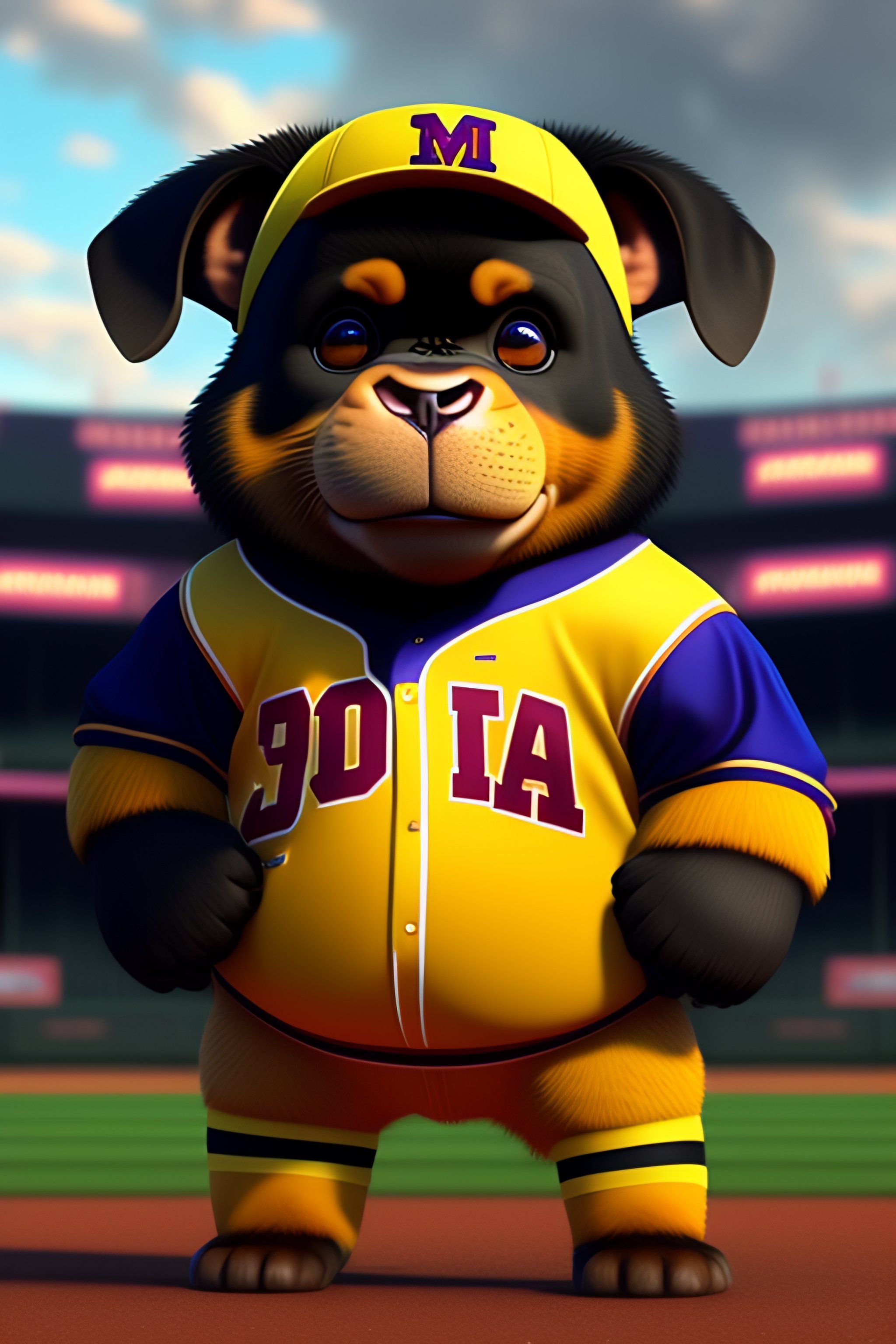 Lexica - A mascot of an antropomorphic rottweiler baseball team ...