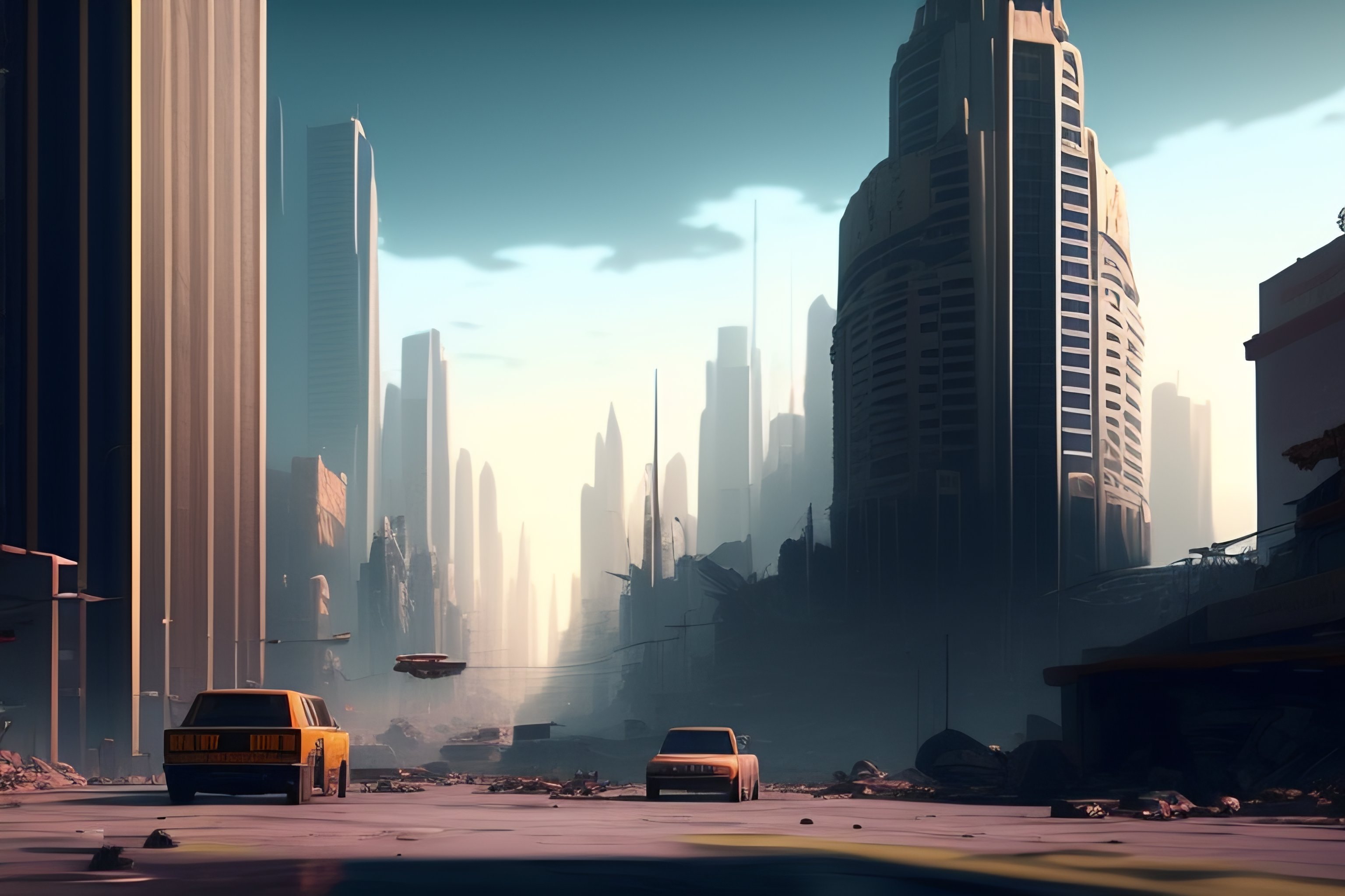 Lexica - A huge apocalyptic city with lots of broken buildings, giant ...