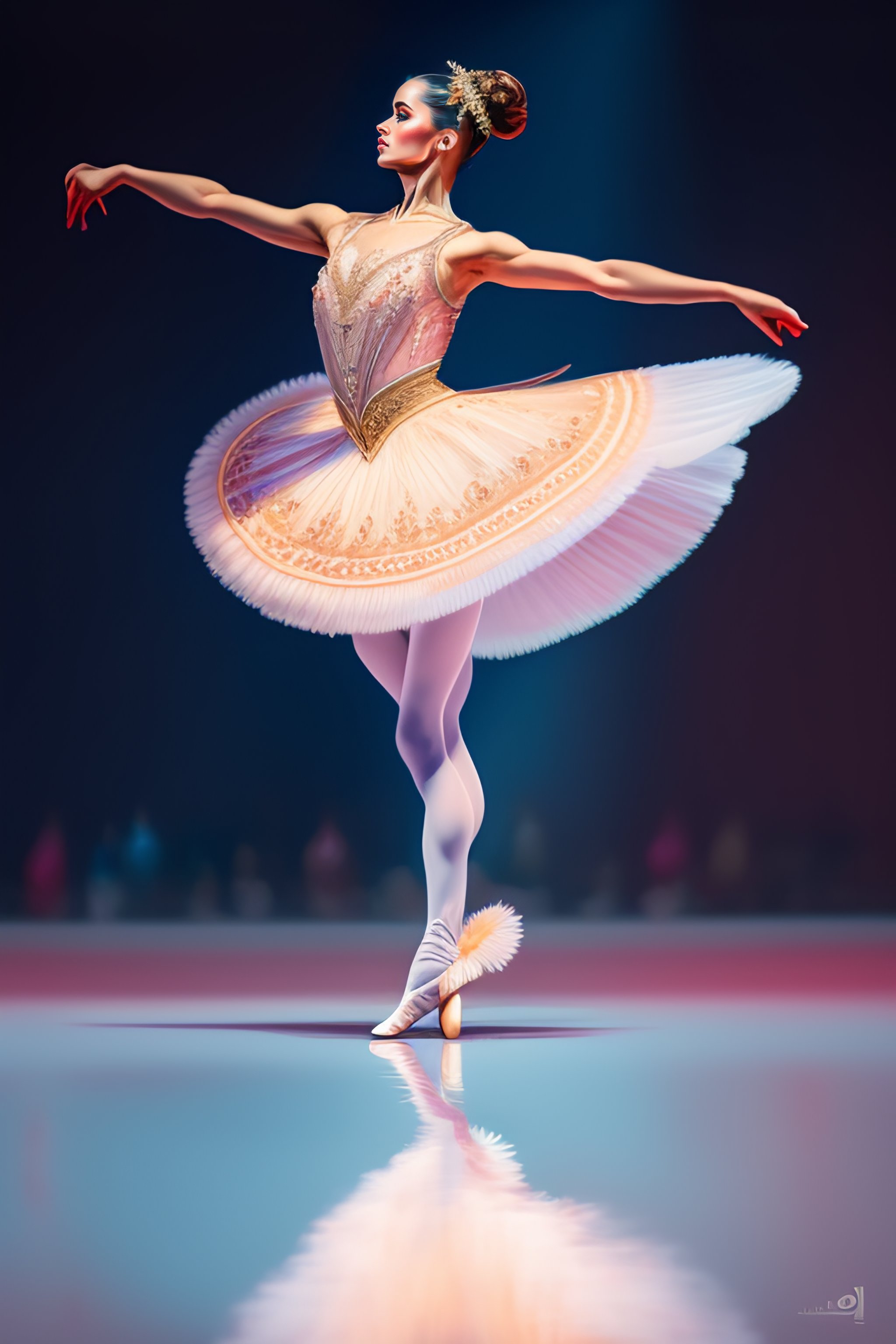 Lexica - Russian ballet dancer woman alone on a big stage, lot of details, perfect legs, full ...