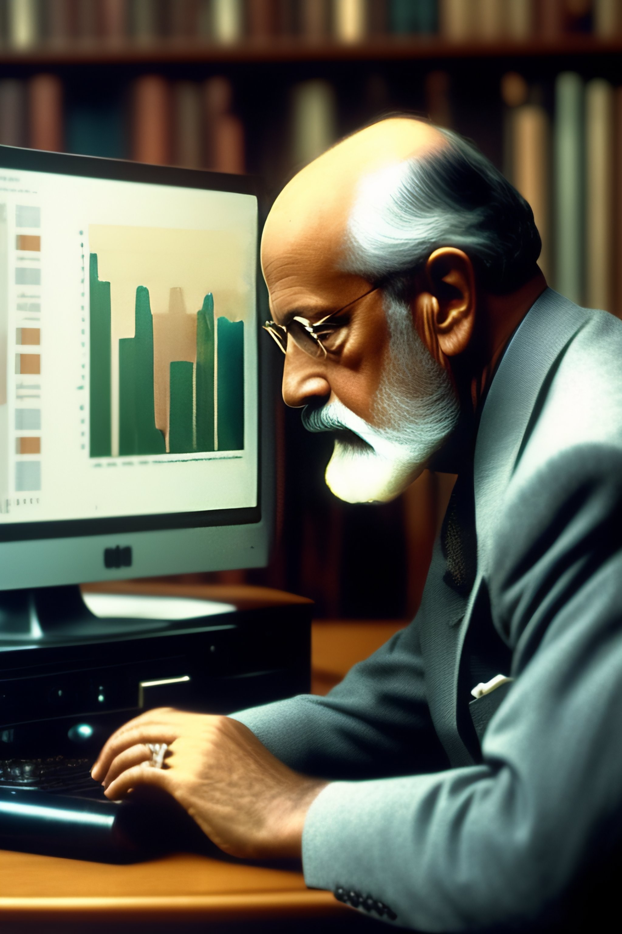 Lexica - Colored photograph of Sigmund Freud doing statistical analysis ...