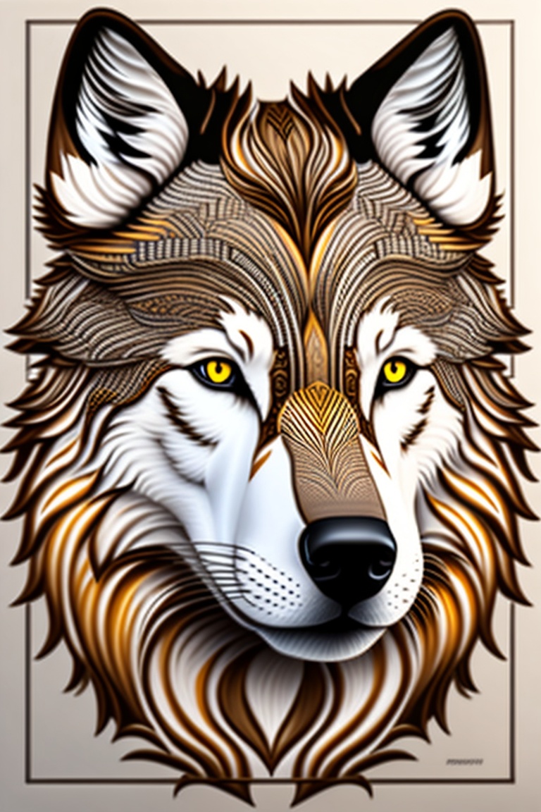 Lexica - Symmetrical head of a wolf, square Mandalas for coloring pages ...