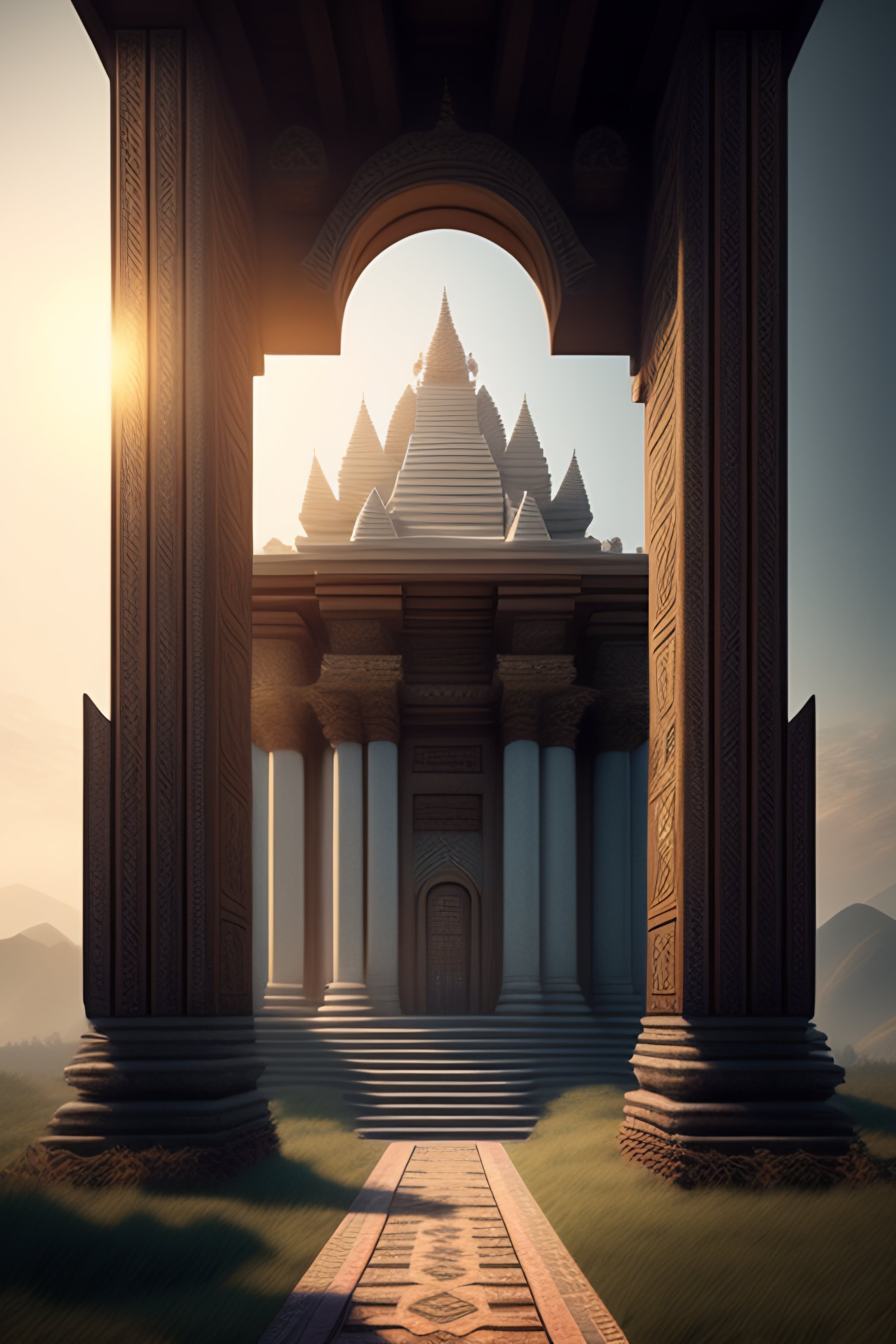 Lexica - A photo of an ancient fantasy temple