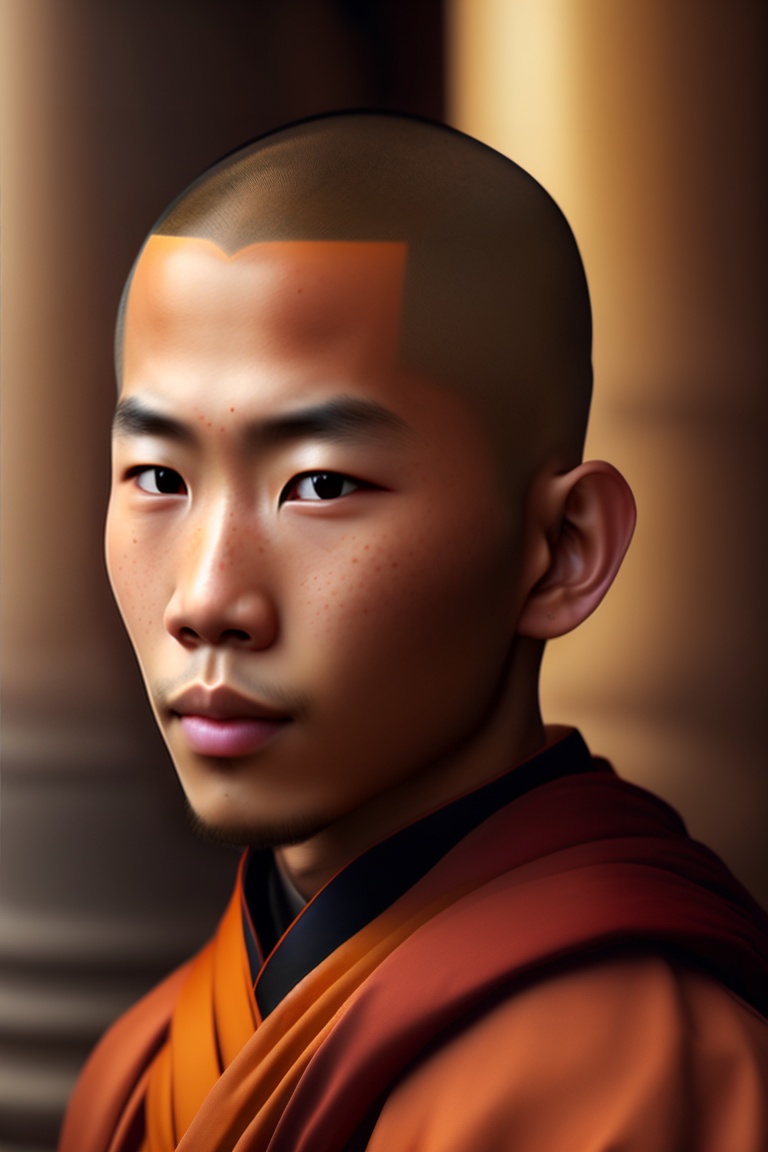 Lexica - Buddhist monk age of 25, eyes open looking forward