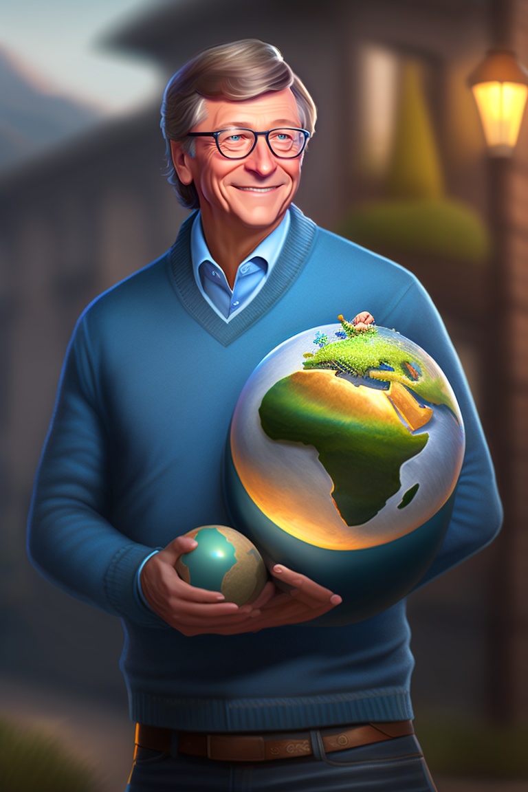 Lexica - Bill gates holding a globe illustration, well detailed ...