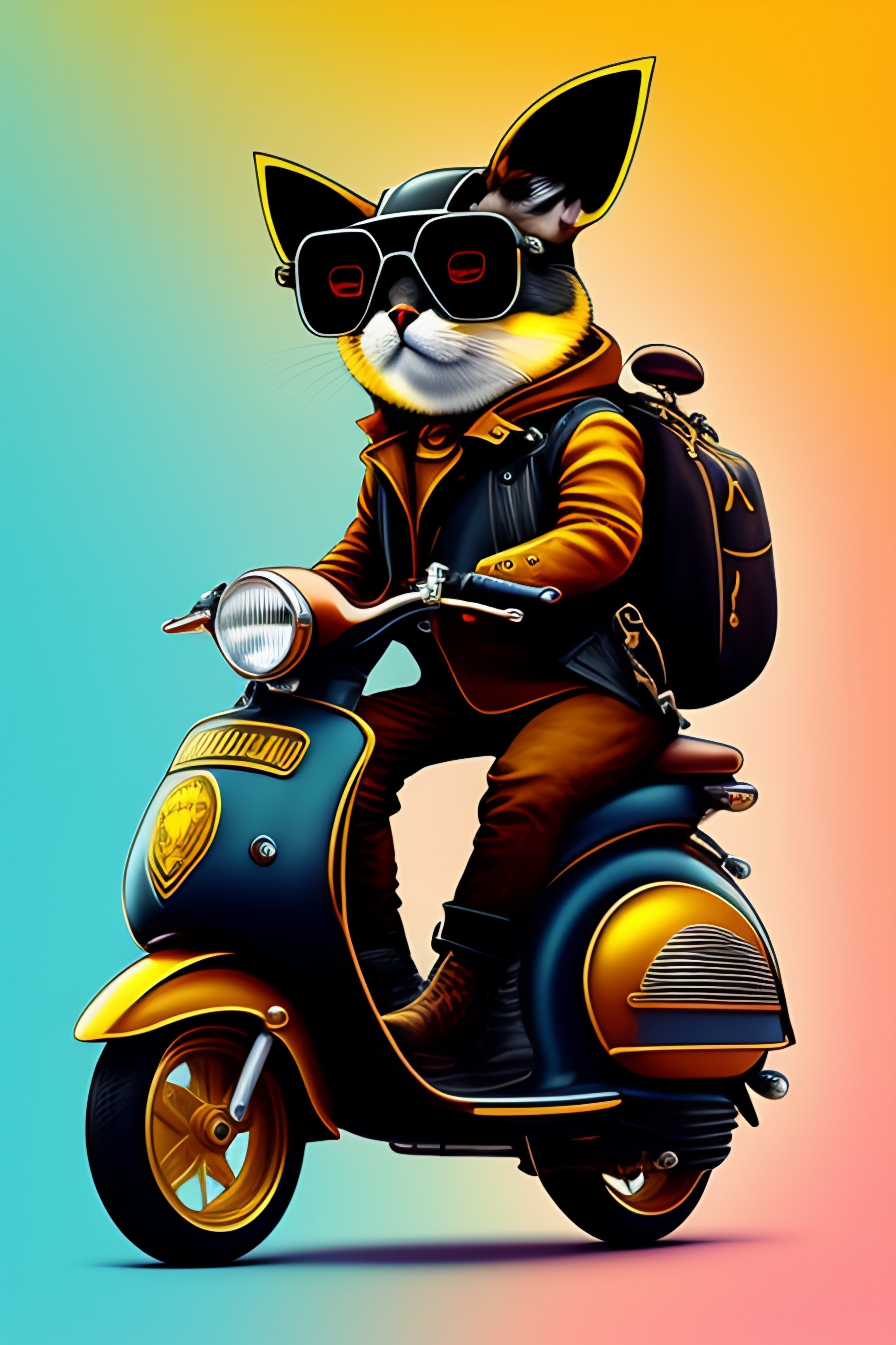 Lexica - A steampunk Pikachu with boots sitting on a vespa moped with ...