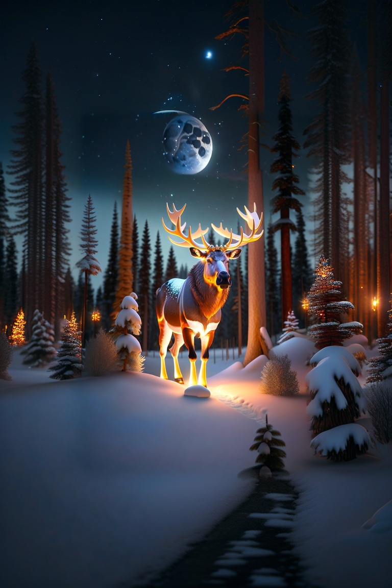 Lexica - (((Anthropomorphic))) male moose standing in the snowy night ...