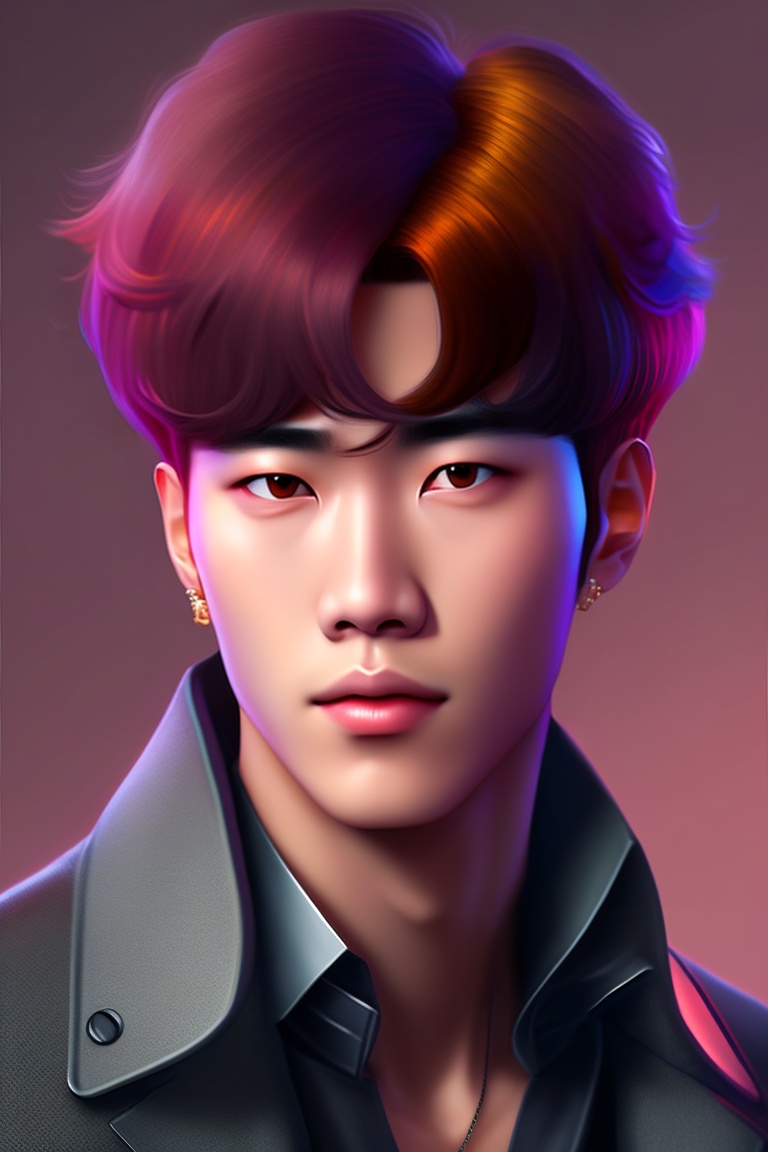 Lexica - Portrait of a handsome kpop idol, hd 8k, simple colours