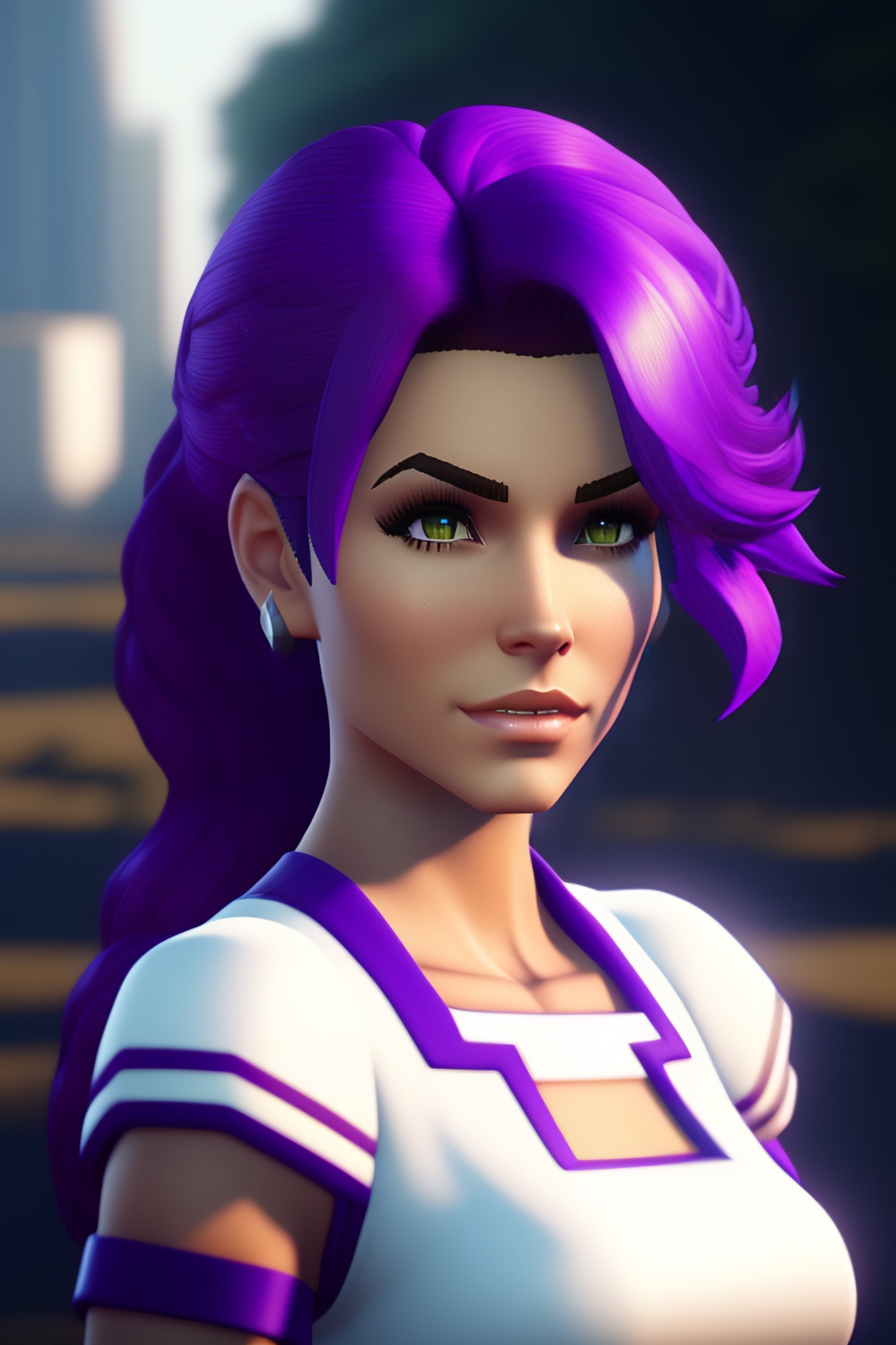 Lexica - Steve from Minecraft, with Purple hair, White dress, 90`s ...