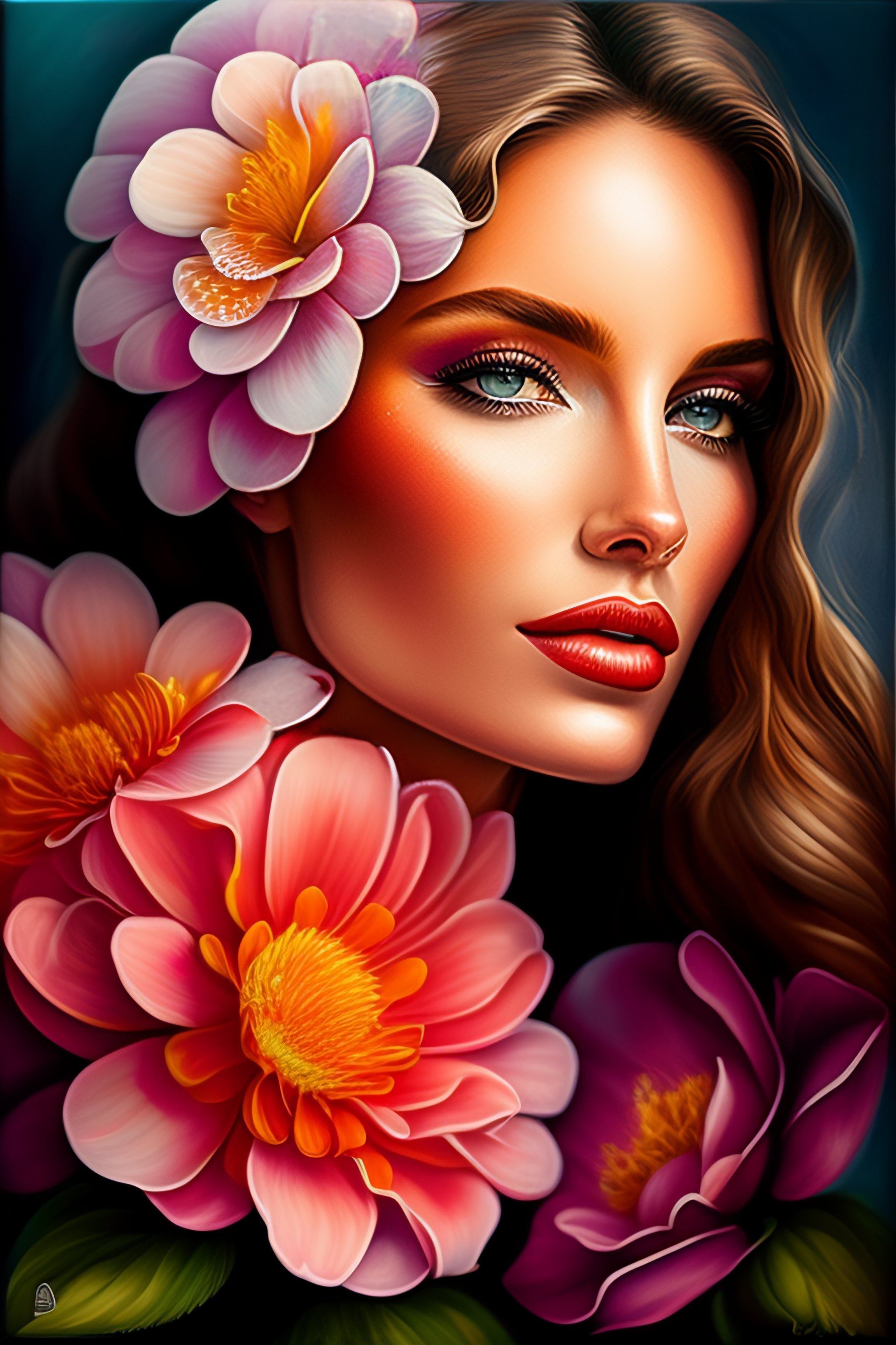 Lexica - Beautiful flower portrate pattern