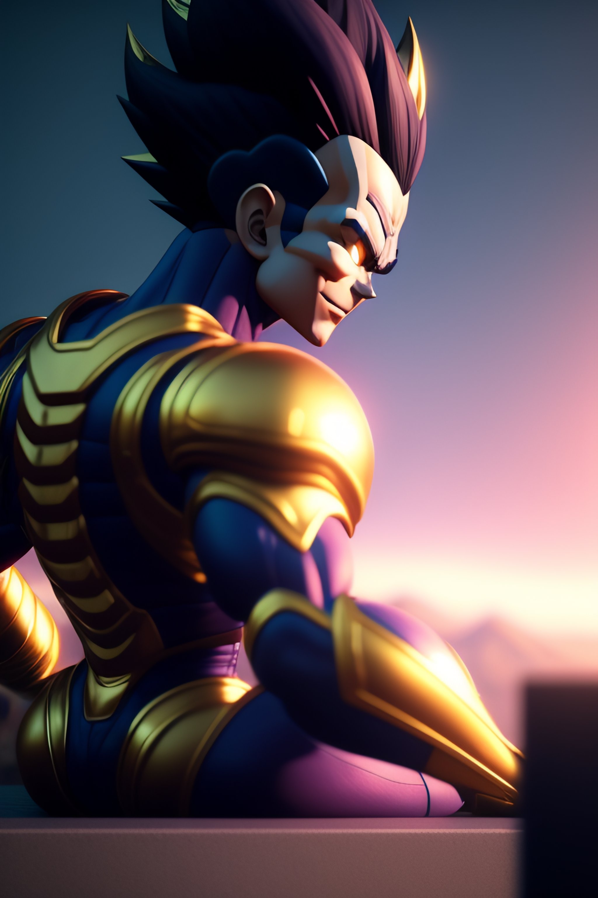 Lexica - Vegeta meditating on top of a japanese building , octane 3d ...