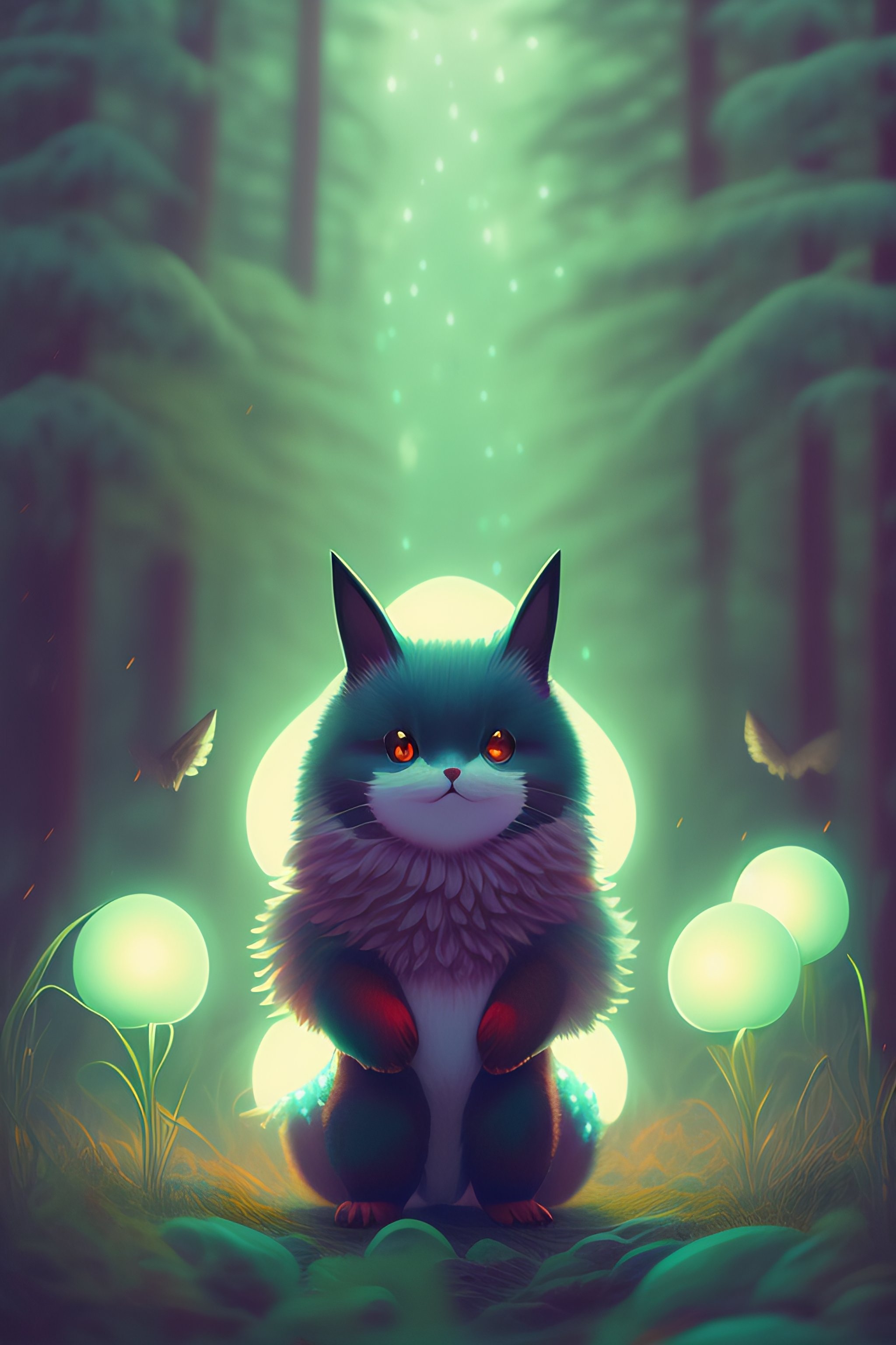 Lexica - Creepy fluffy pokemon, dark background, backlit:: by Martine ...