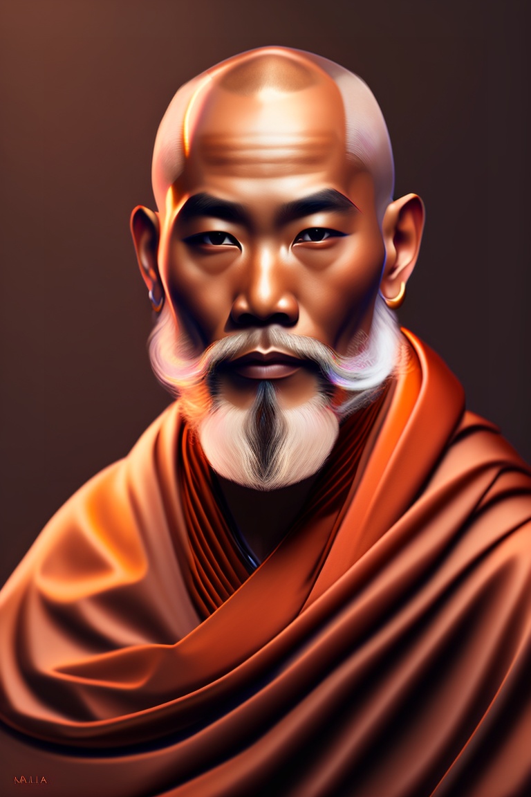 Lexica - Portrait of an ancient Buddhist monk by Malika Favre, digital ...