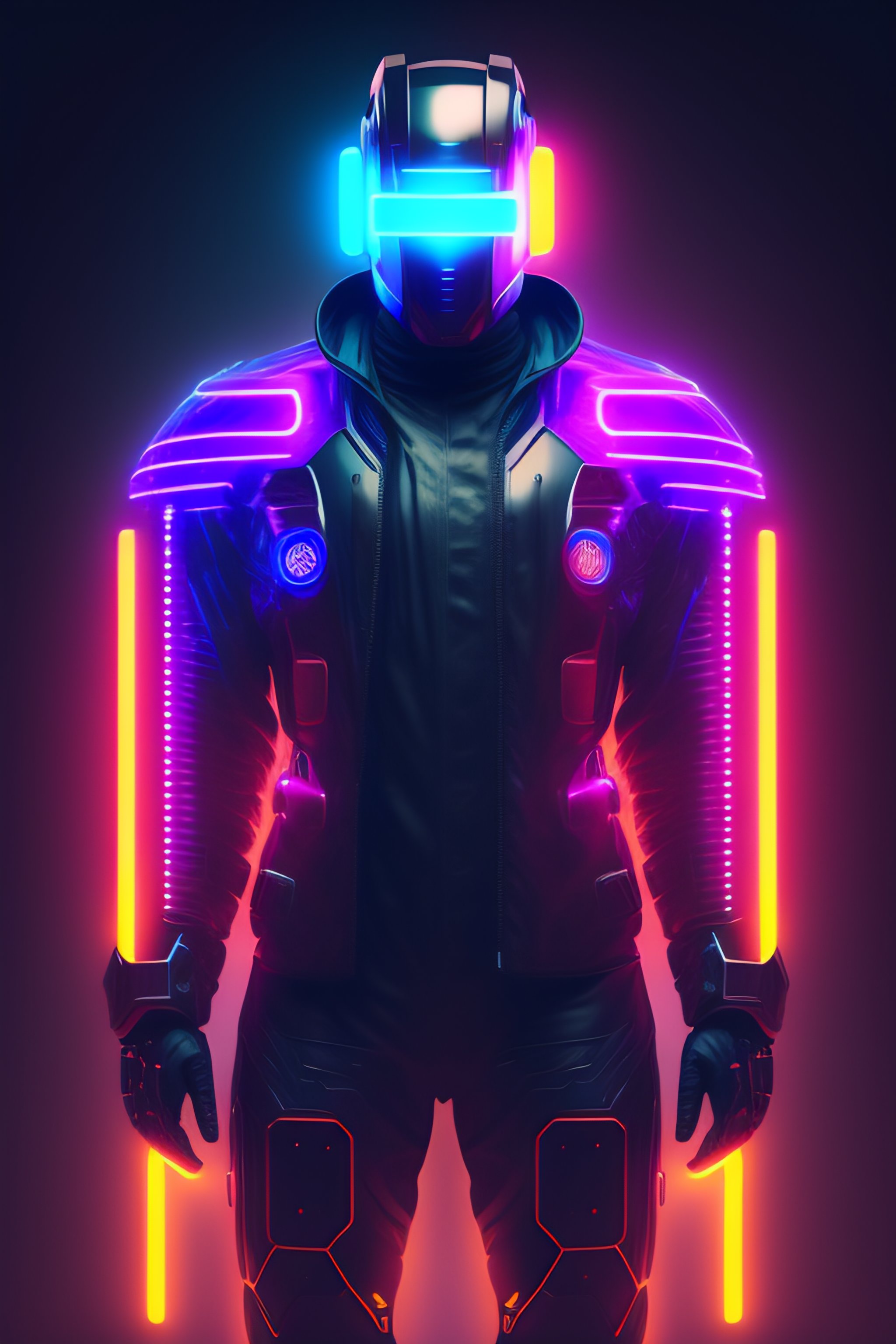 Lexica - Futuristic cyberpunk masked man. robot eye, robot arm, full ...
