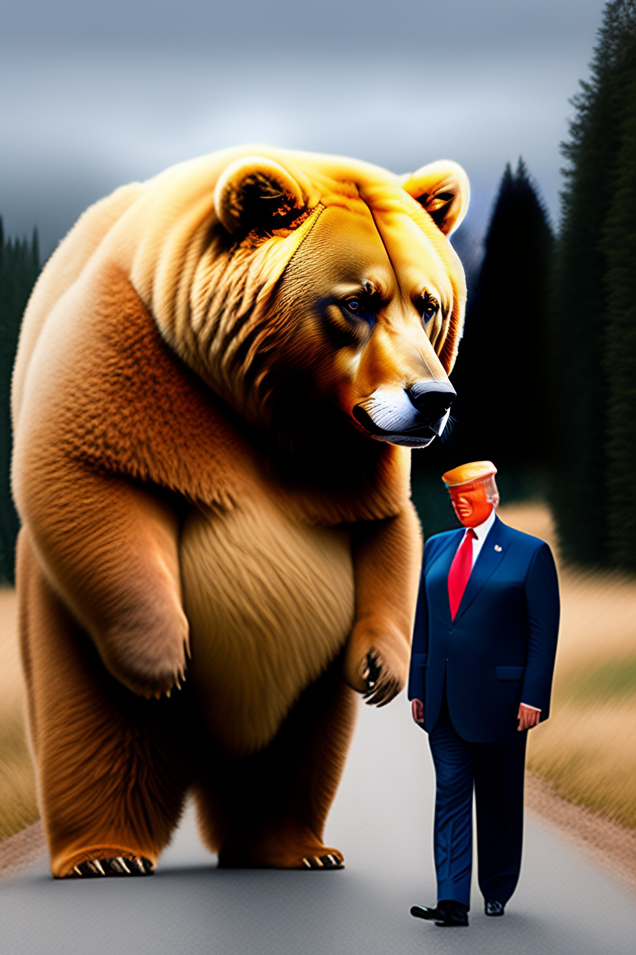 Lexica - Donal Trump with a bear disguise