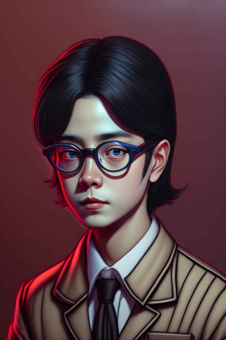 Lexica - Drawing in the style of Junji ito, glasses