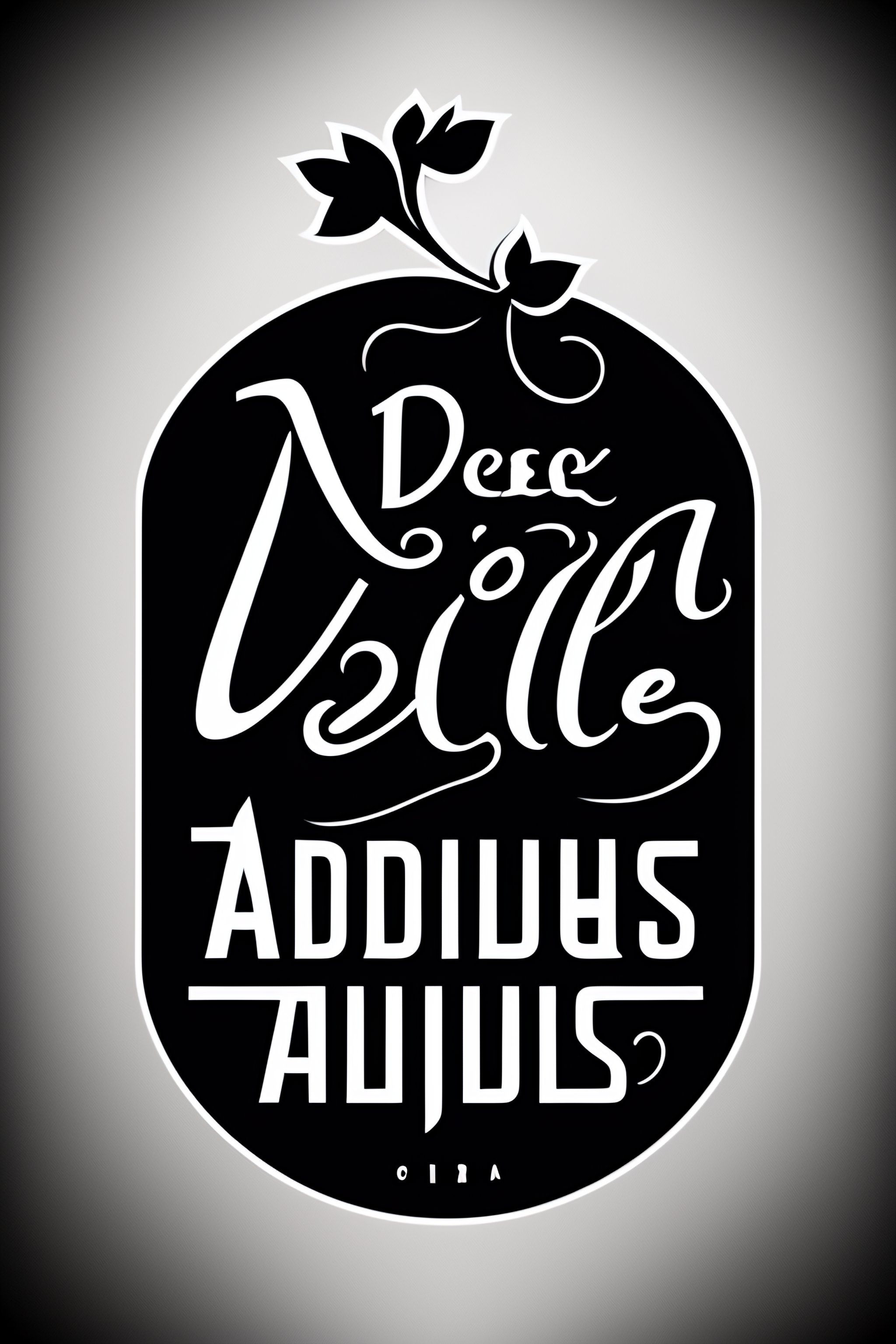 Lexica - A logo saying exactly "Adelicious" 2d style black and white