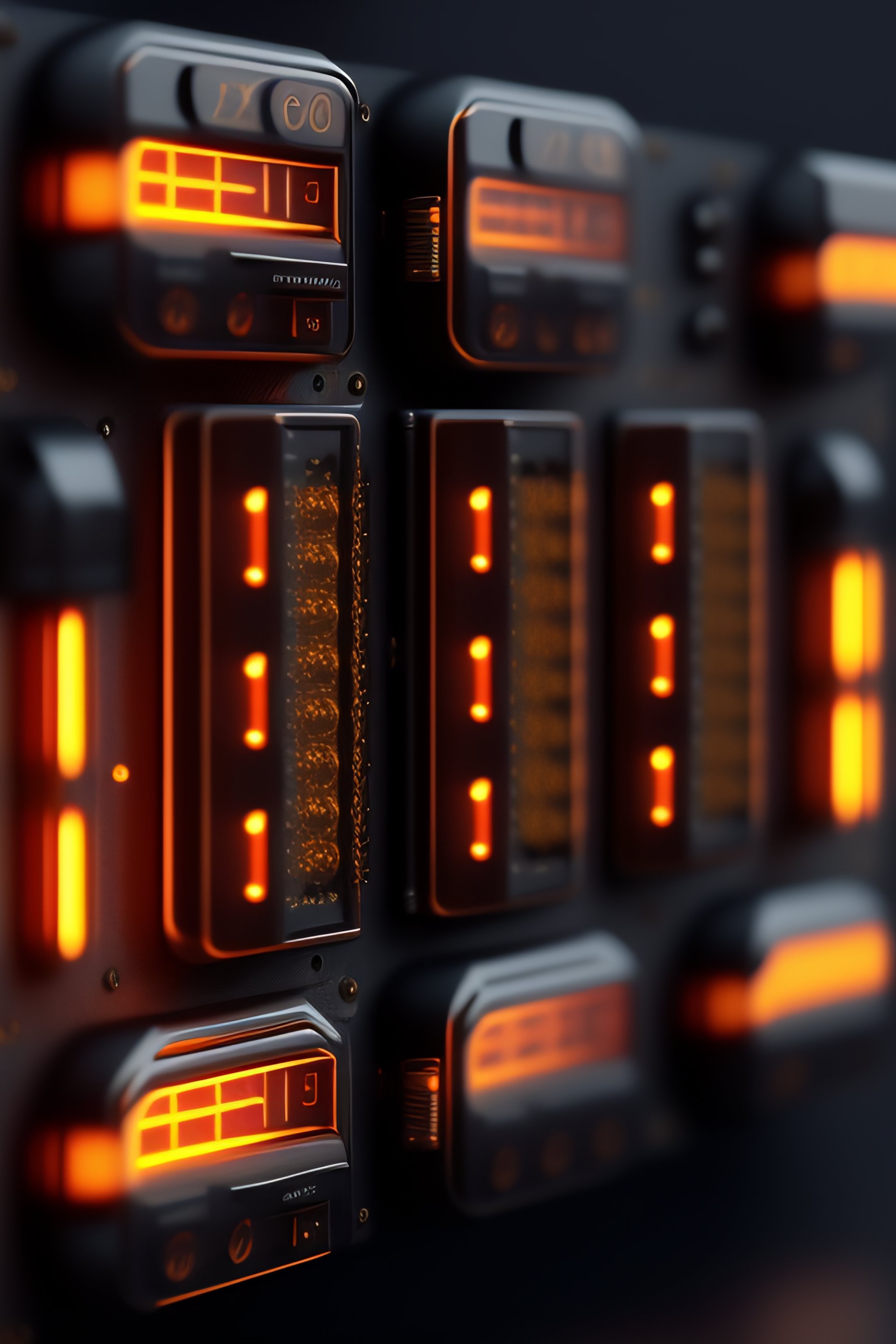 Lexica - A steampunk style control panel of glowing switches, dials ...