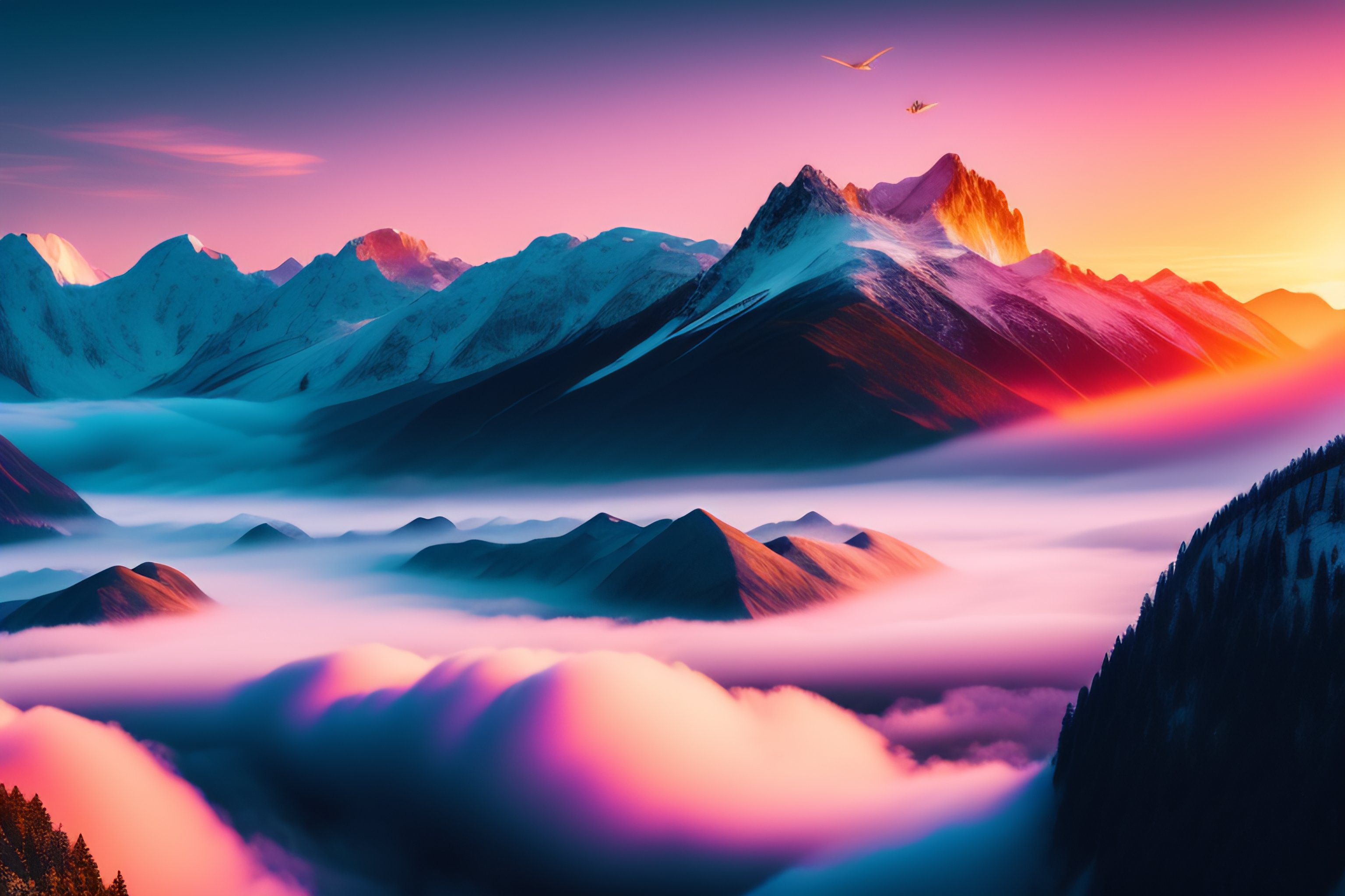 Lexica - Aerial view of vast mountainscape with high mountains, eagle ...