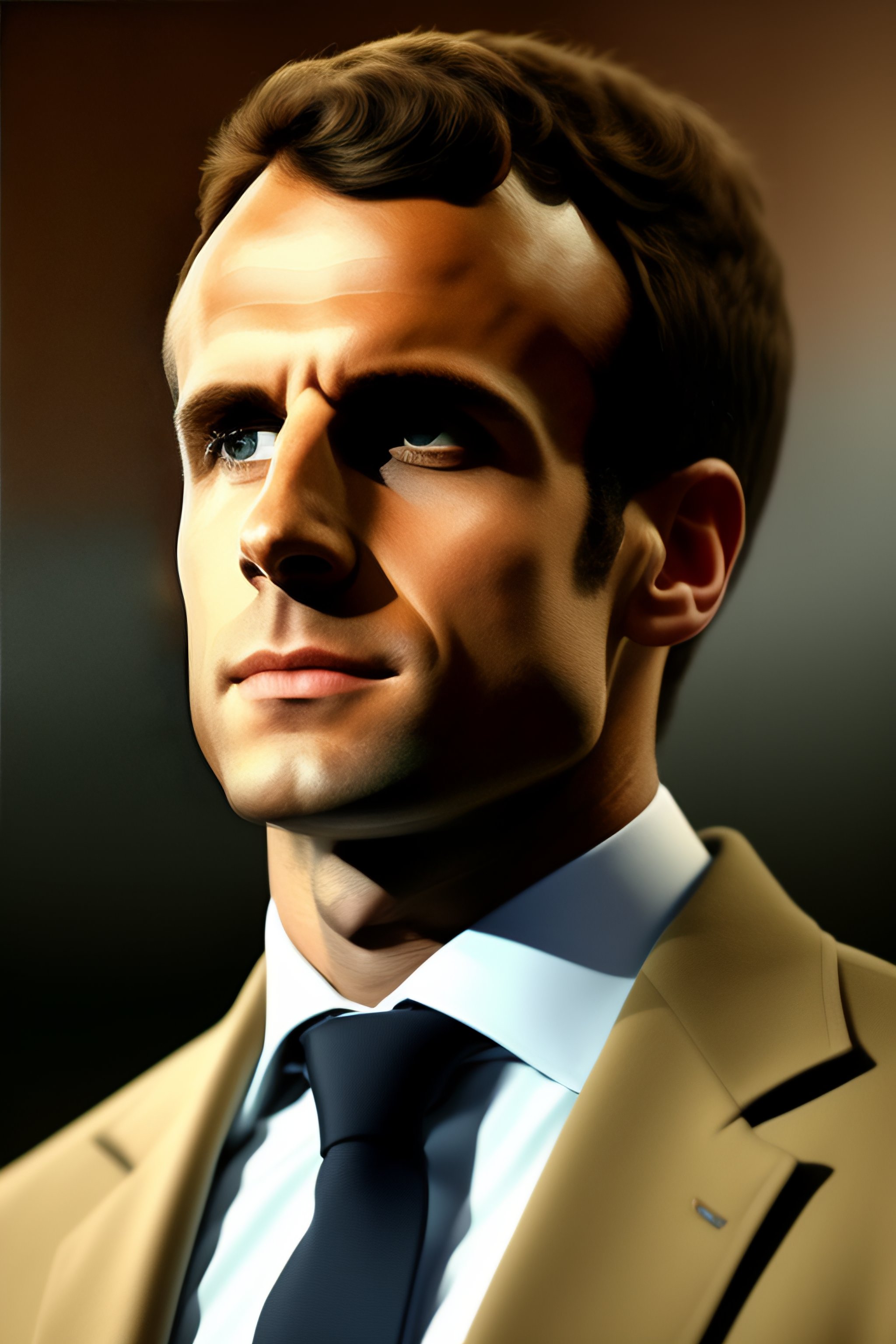 Lexica - Portrait of Macron as young depressed Russian military veteran
