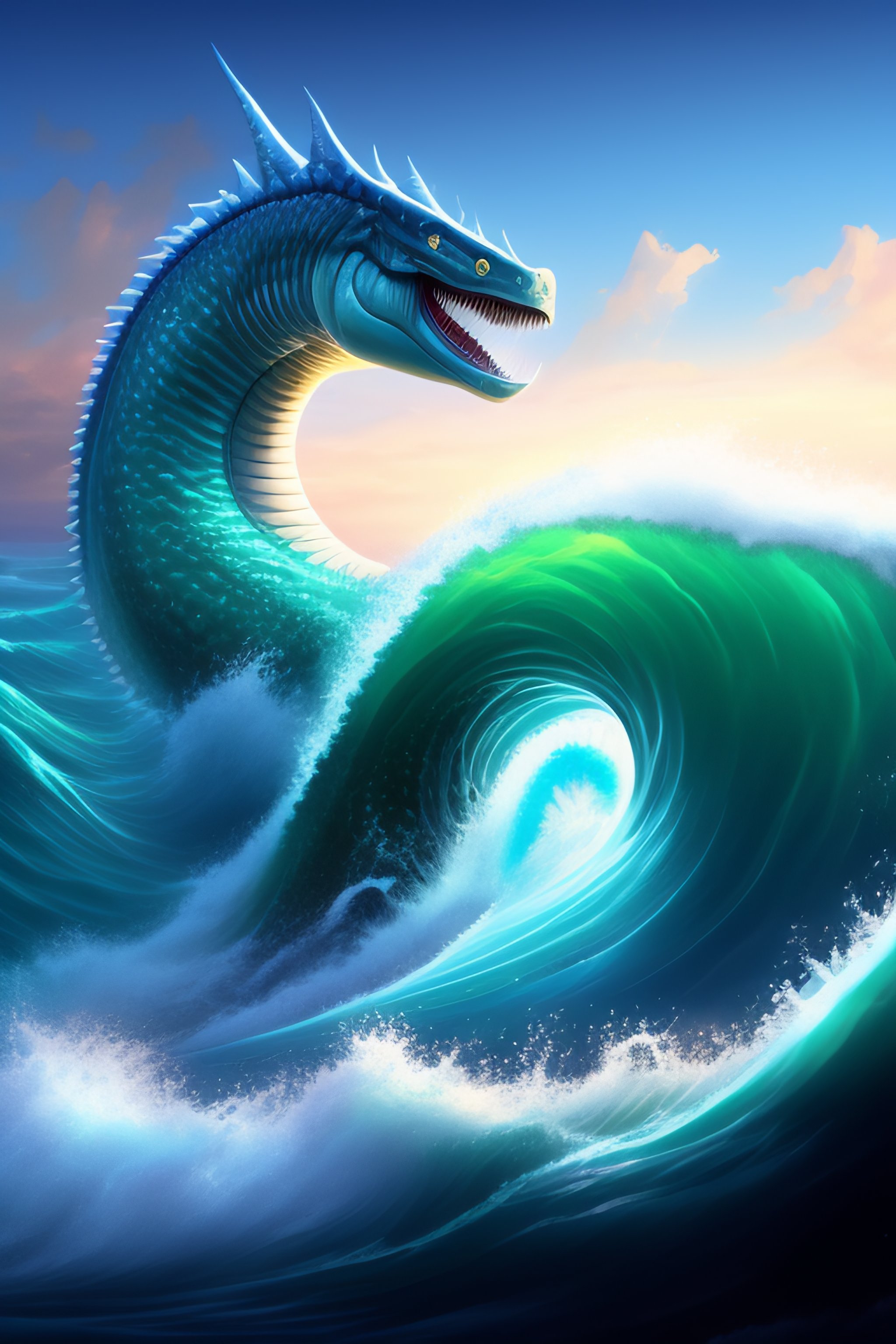 Lexica - A huge baby sea serpent in the art style of magic the ...