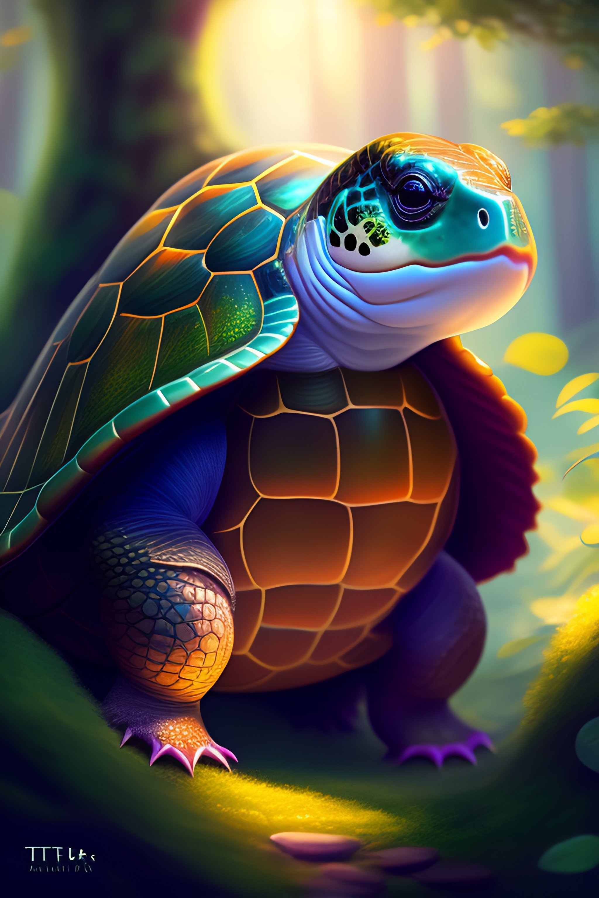 Lexica - A cute turttle in the dreamy forest, fantasy, dreamlike, 8 k ...