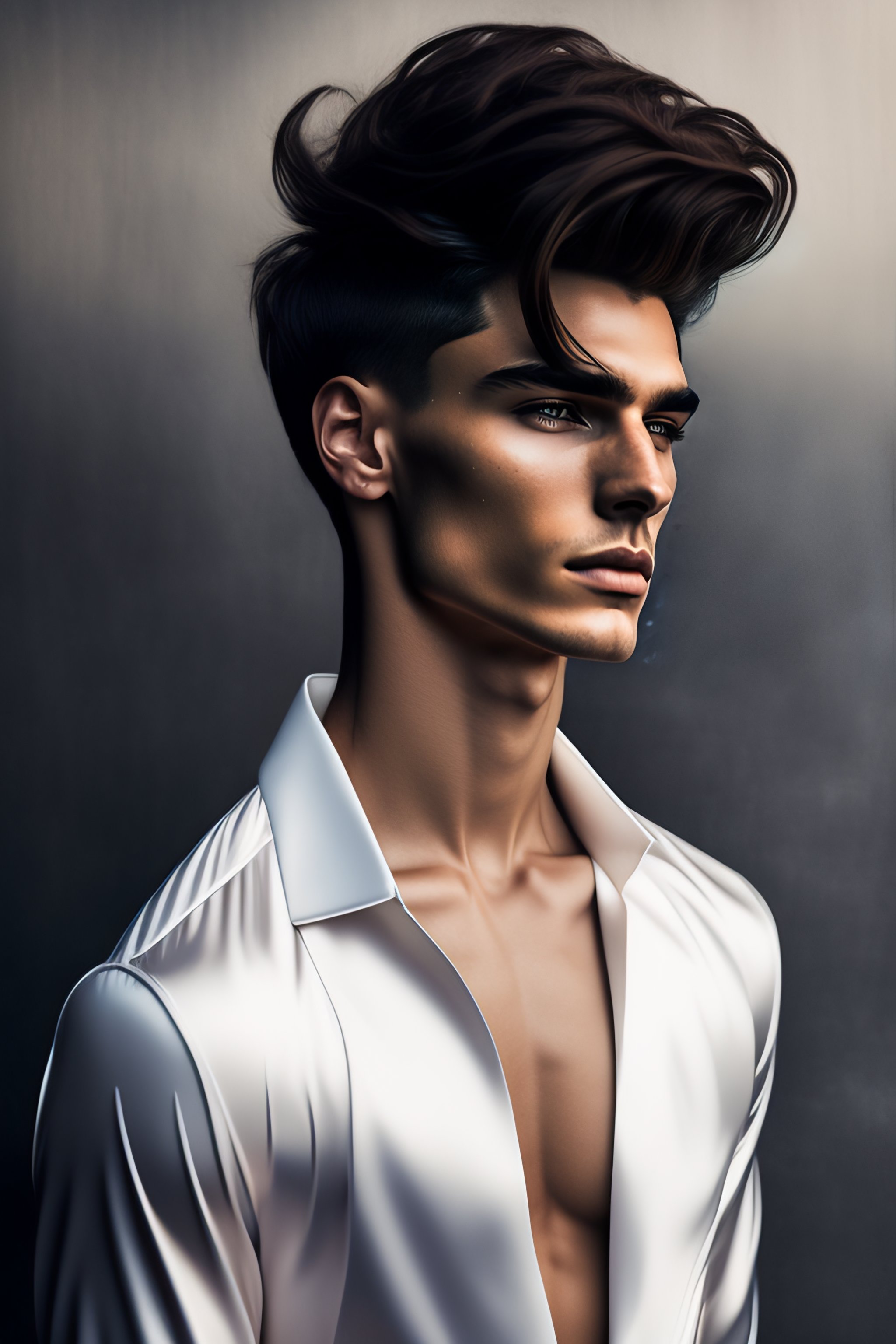 Lexica - Protrait, photograph, androgynous young man with diving raven ...