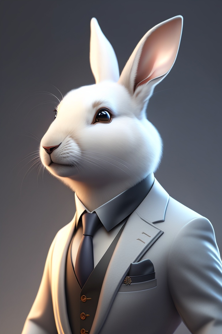 Lexica - An anthropomorphic white rabbit, male wizard face, dressed in ...