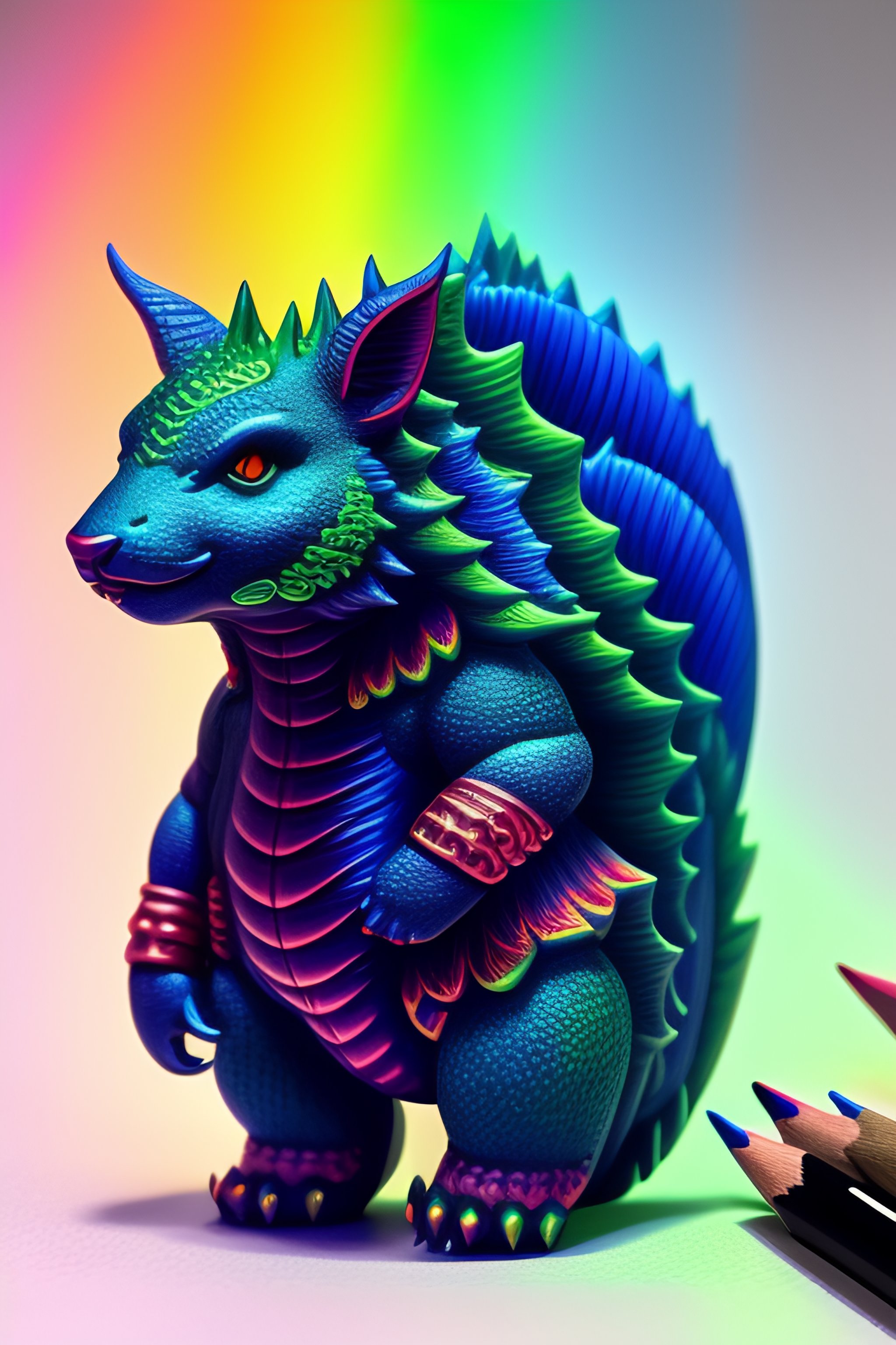 Lexica - A kaiju figurine super detailed colored pencil drawing with ...