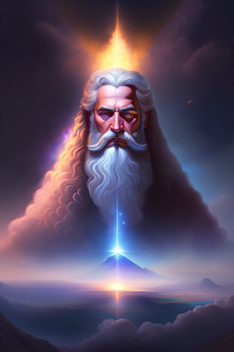 Lexica - Old god zeus, in heaven, with atretic body, serious