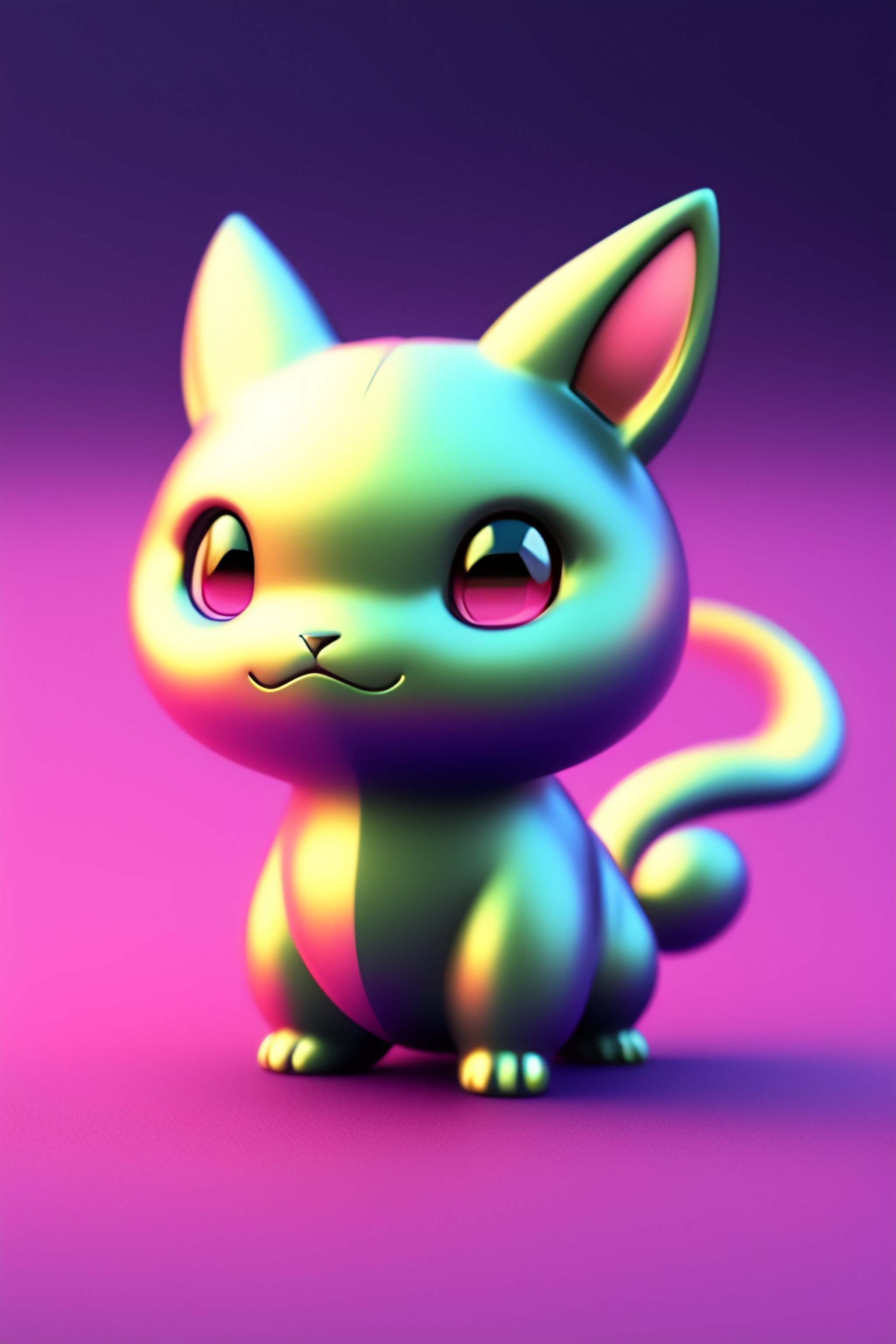 Lexica - Cute 3d render simple cartoon of toy art mew pokemon