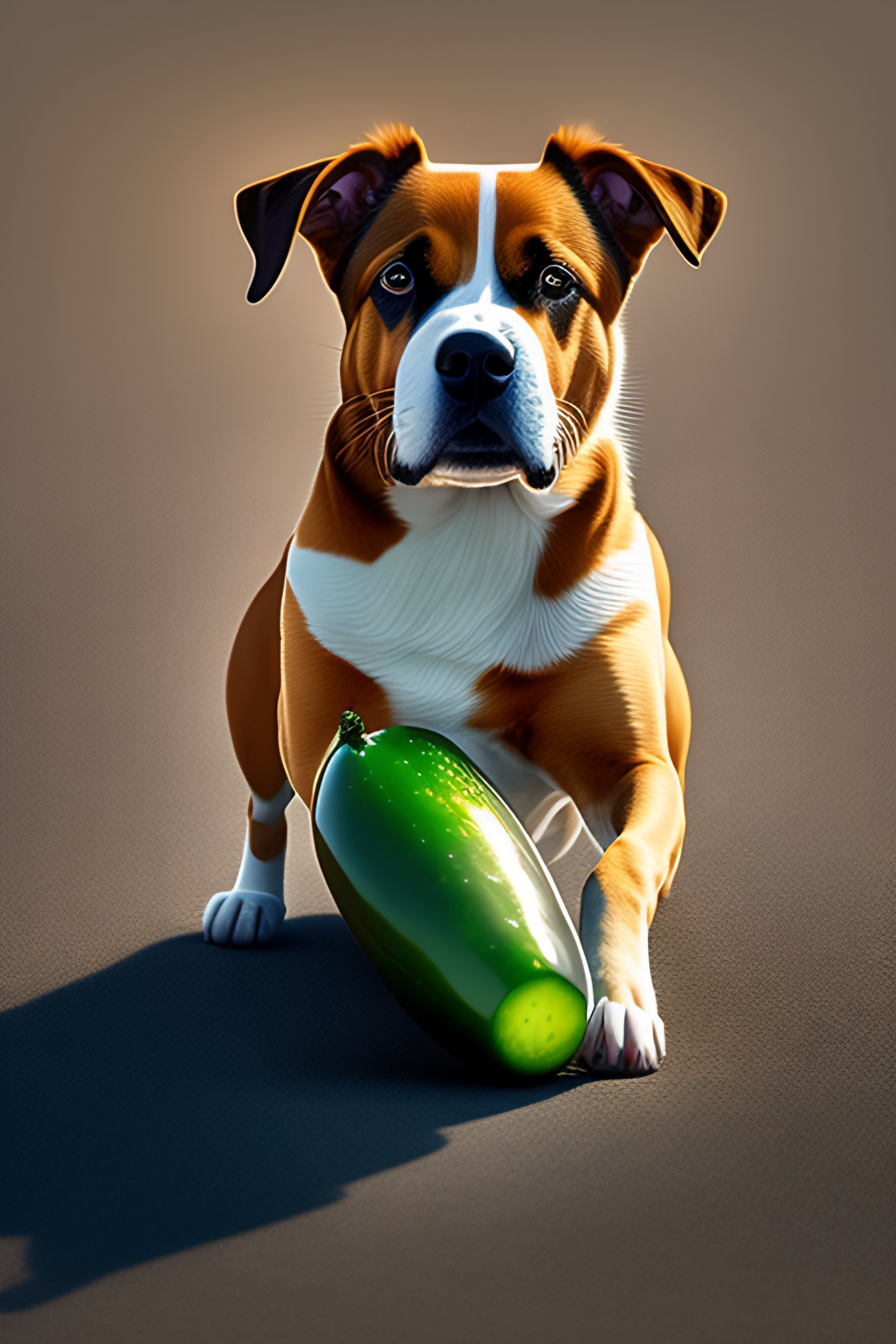 Lexica - A DOG WITH PICKE SHAPE PLAYING WITH A PICKLE