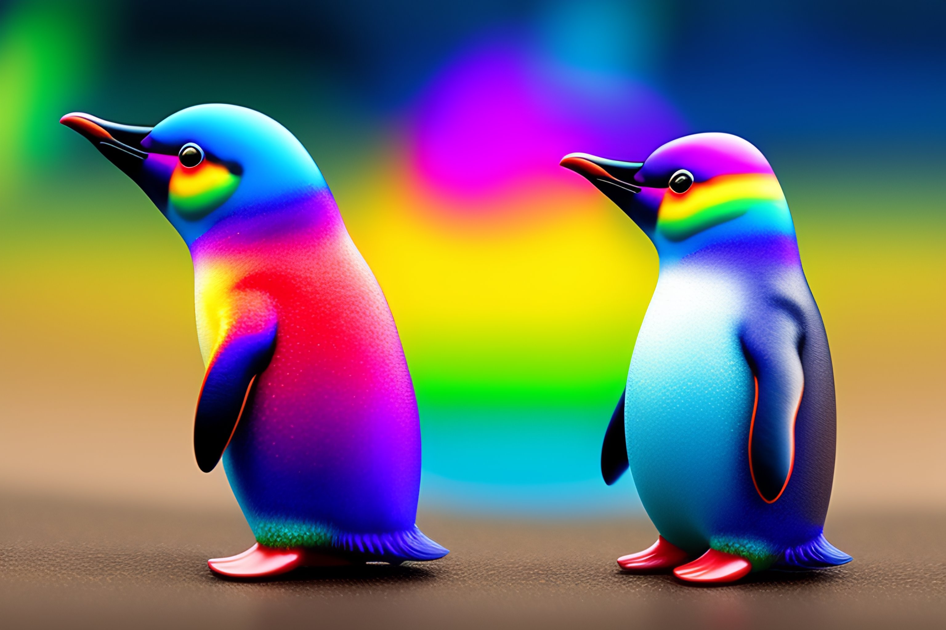 Lexica - A rainbow coloured penguin