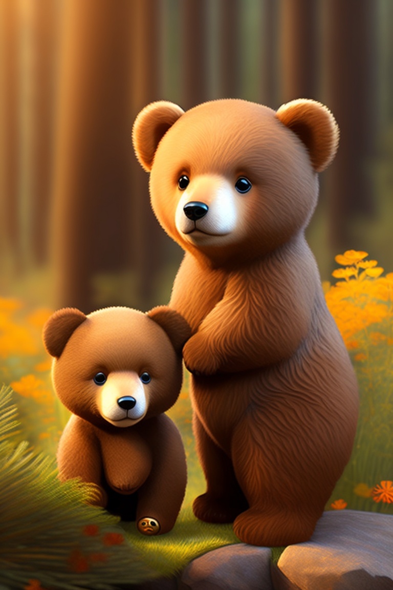 Lexica - 2 friendly little bears 1 bear dark brown, 1 bear light brown ...