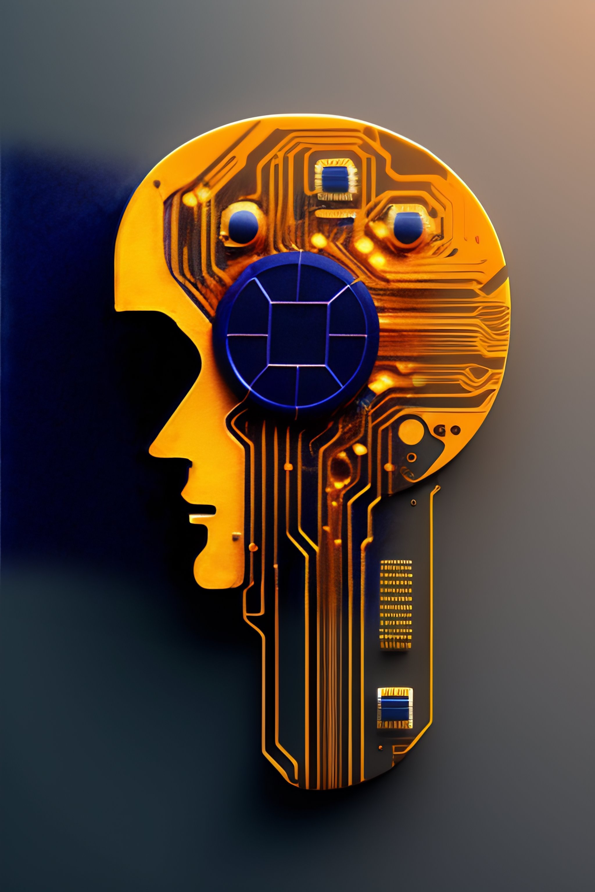 Lexica - Minimalist logo icon of a robot head made of PCB, brain, pcb ...