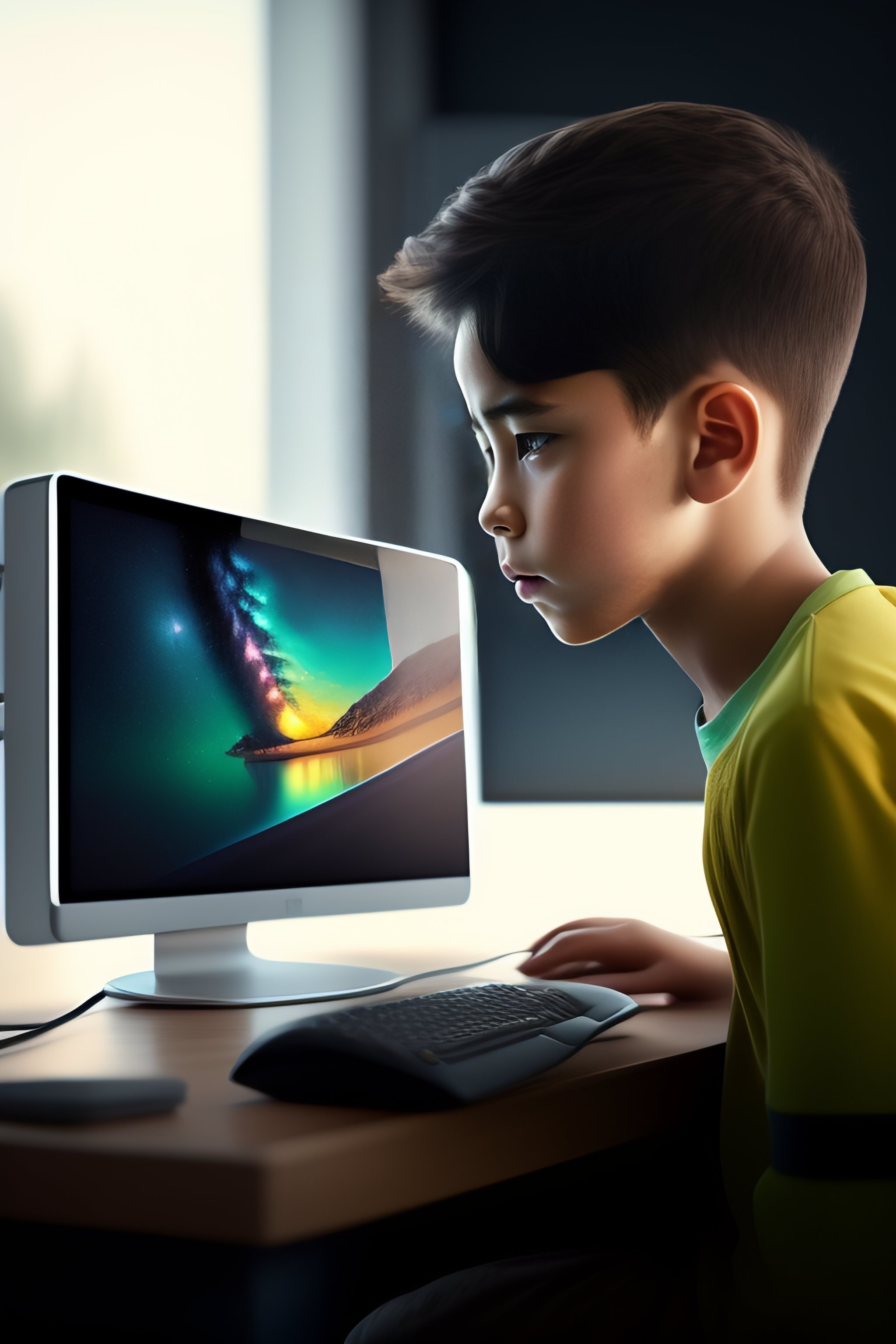 Lexica - Alone boy in fornt of computer