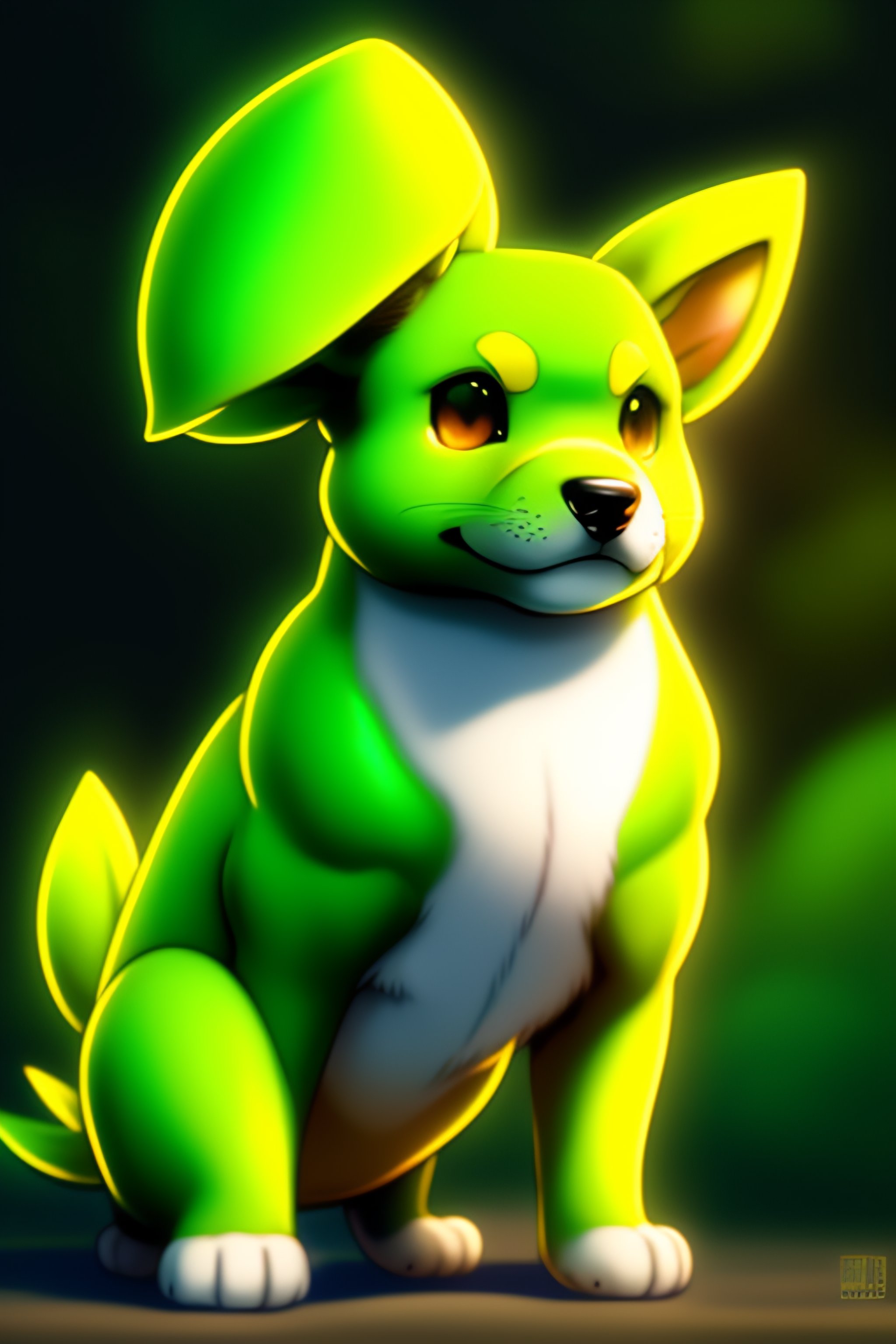 Lexica - Green leafy dog with yellow color changing scales with clubby ...