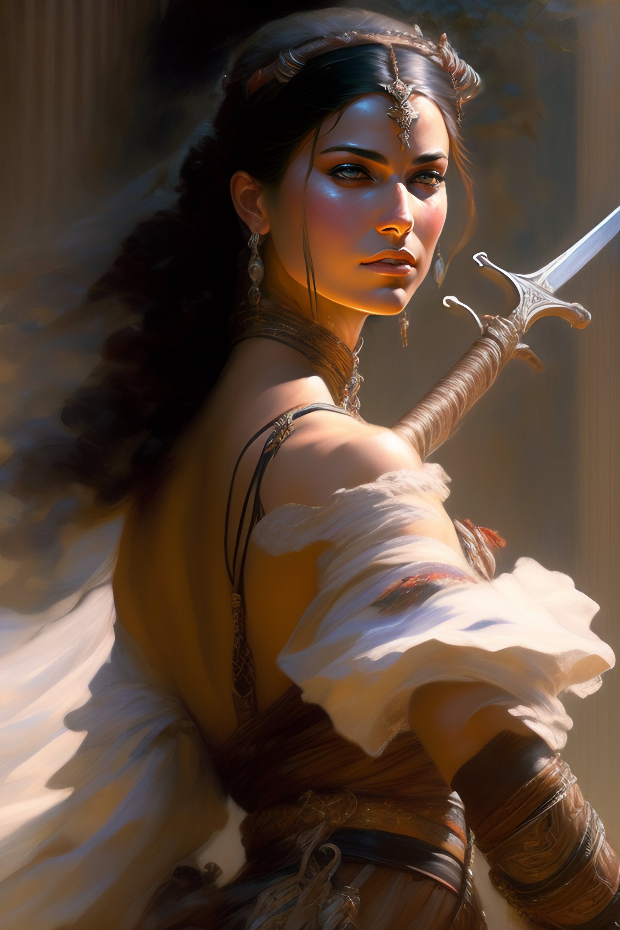 Lexica - Detailed paint of a sword woman, highly detailed paiting by ...