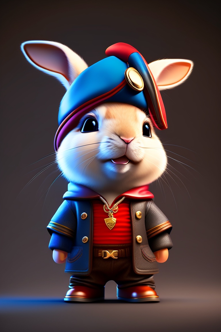 Lexica - Smiling pirate apprentice rabbit name in colorful t-shirt, red ...